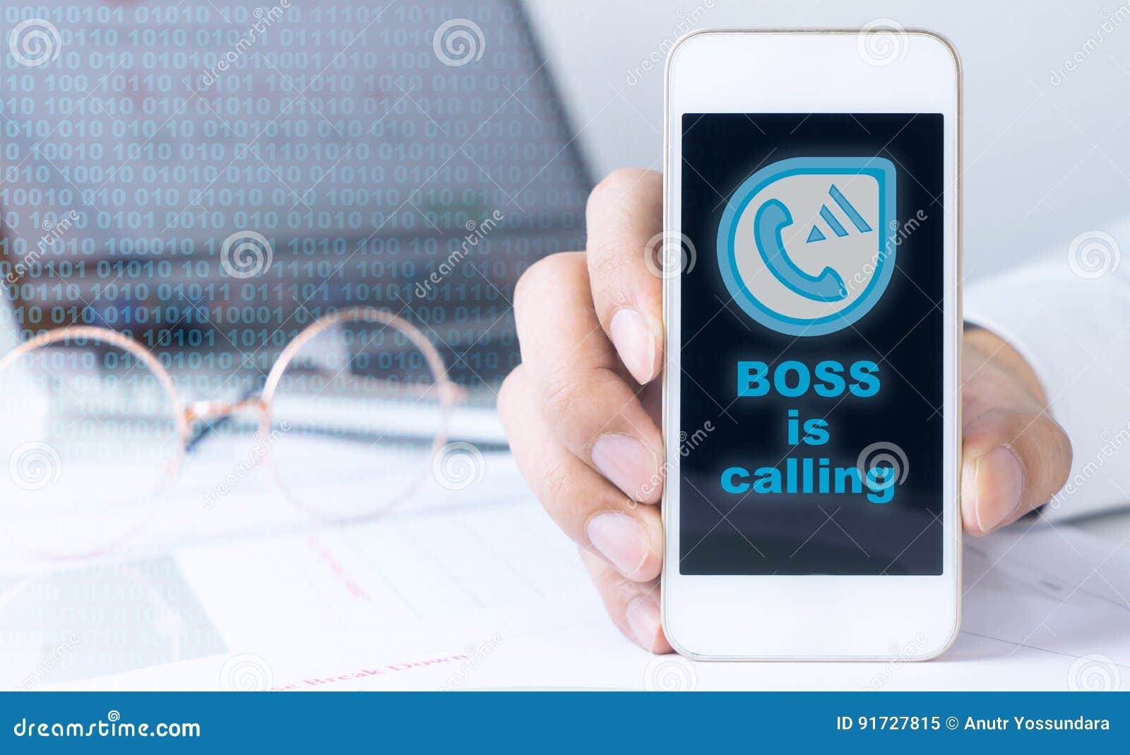 Boss is Calling on Office Worker Phone Stock Image - Image of angry ...