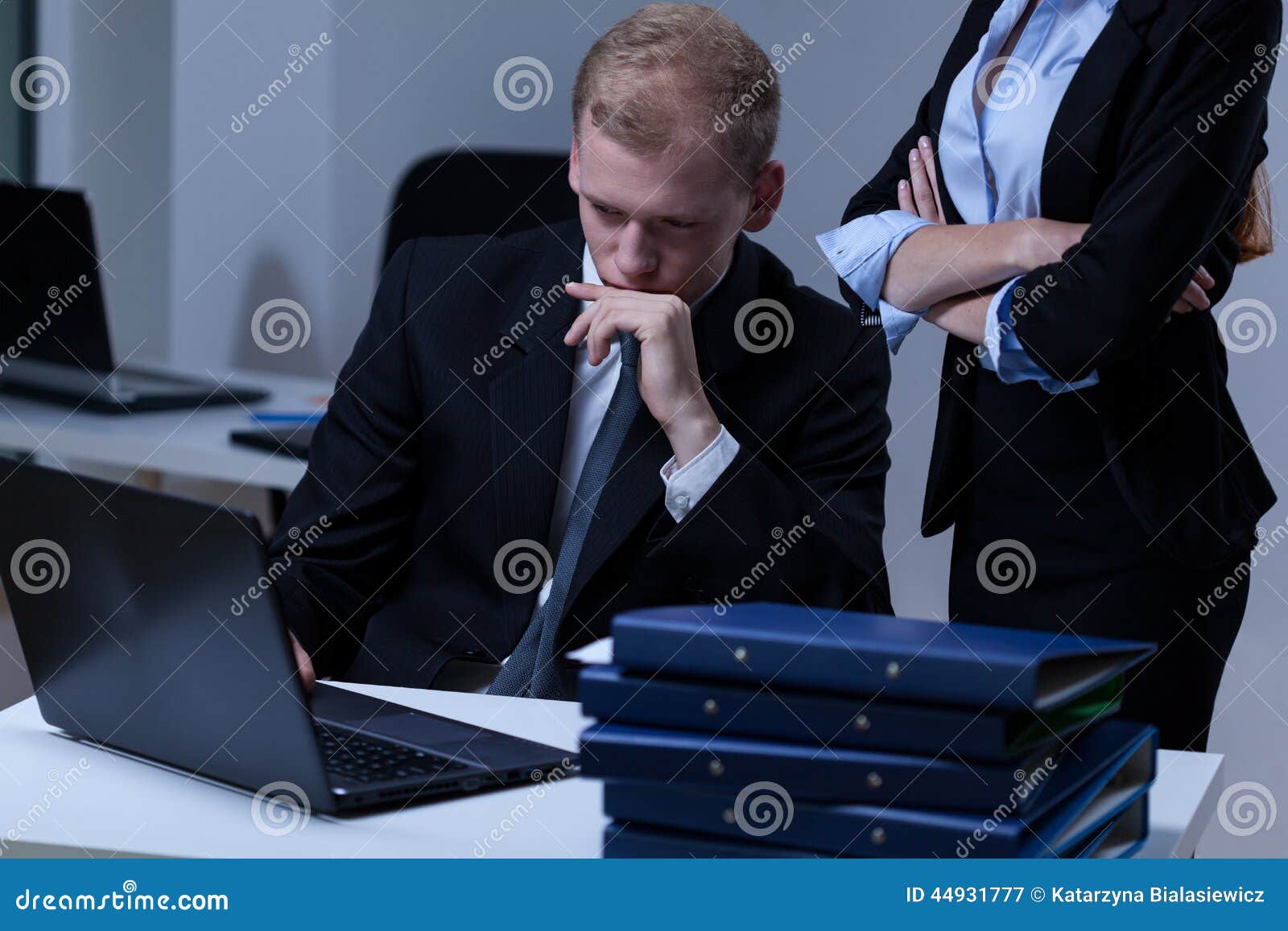 Boss checking his worker stock image. Image of female - 44931777