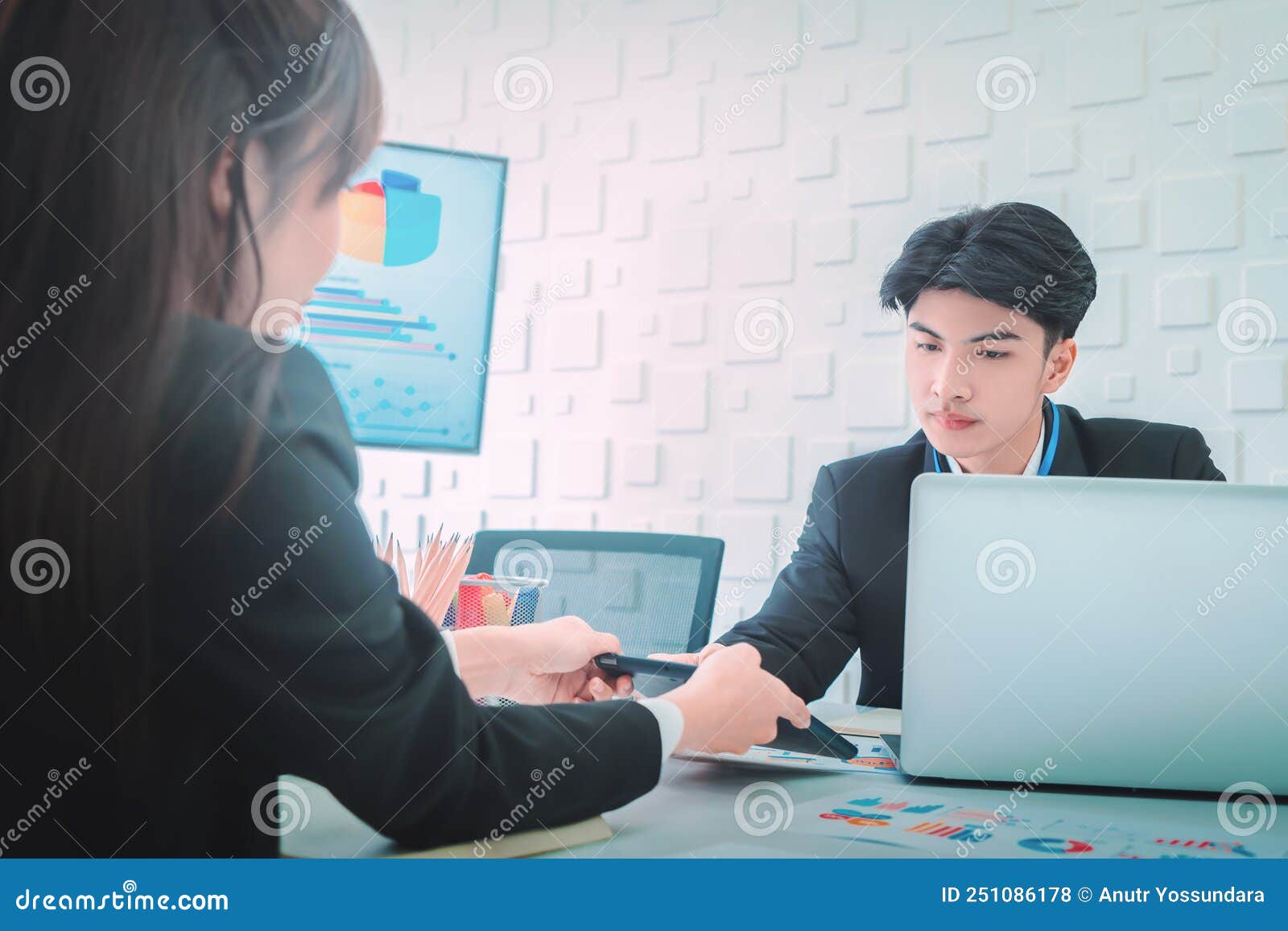 Boss is Checking Office Work on Tablet for Contract and Agreement from ...