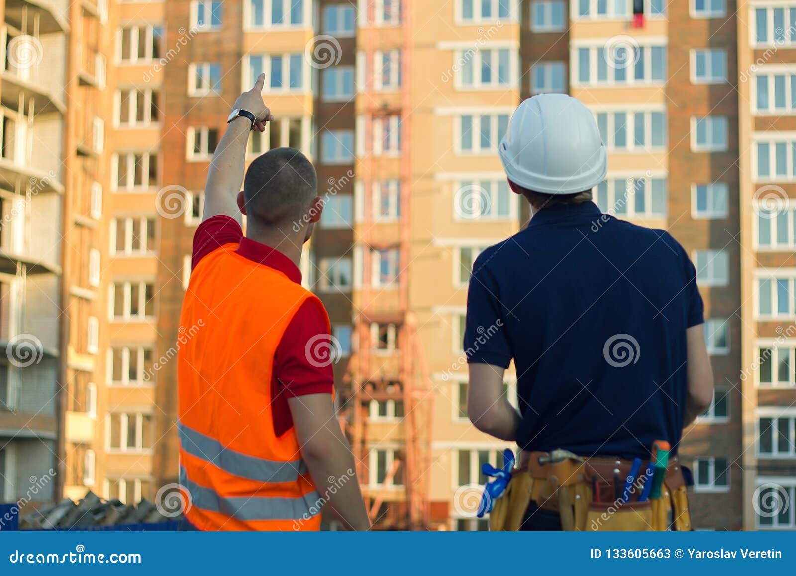 Boss or Chief Shows a Construction Project and How To Build To Engineer ...