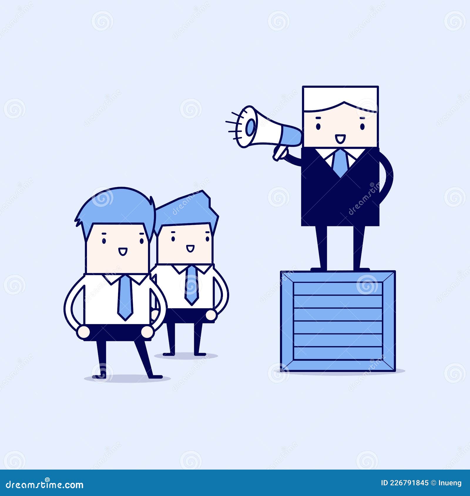 Boss Commanding Officers into a Megaphone. Cartoon Character Thin Line ...