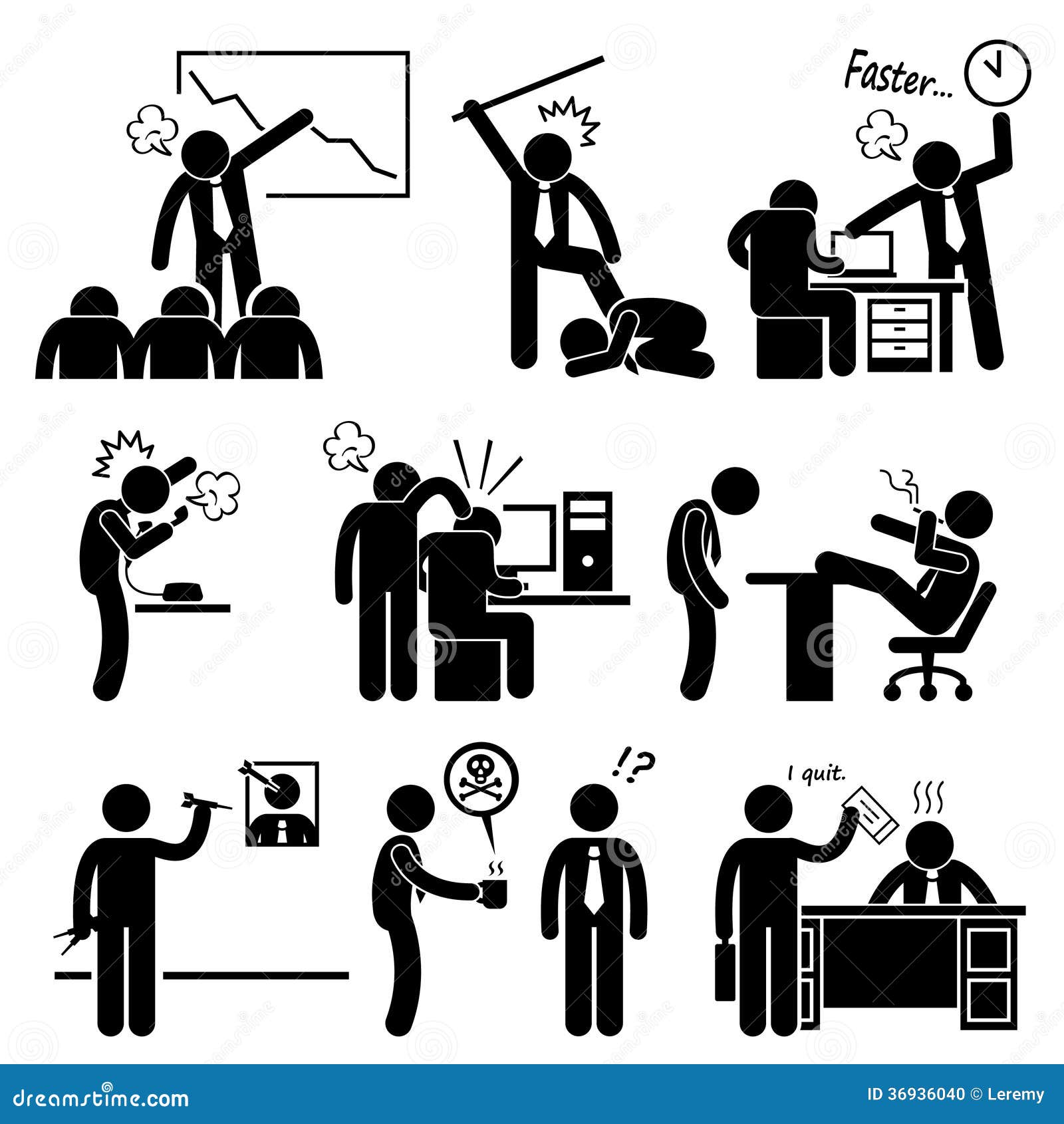 Boss Enojado Abusing Employee Ilustración del Vector - Ilustración de ...