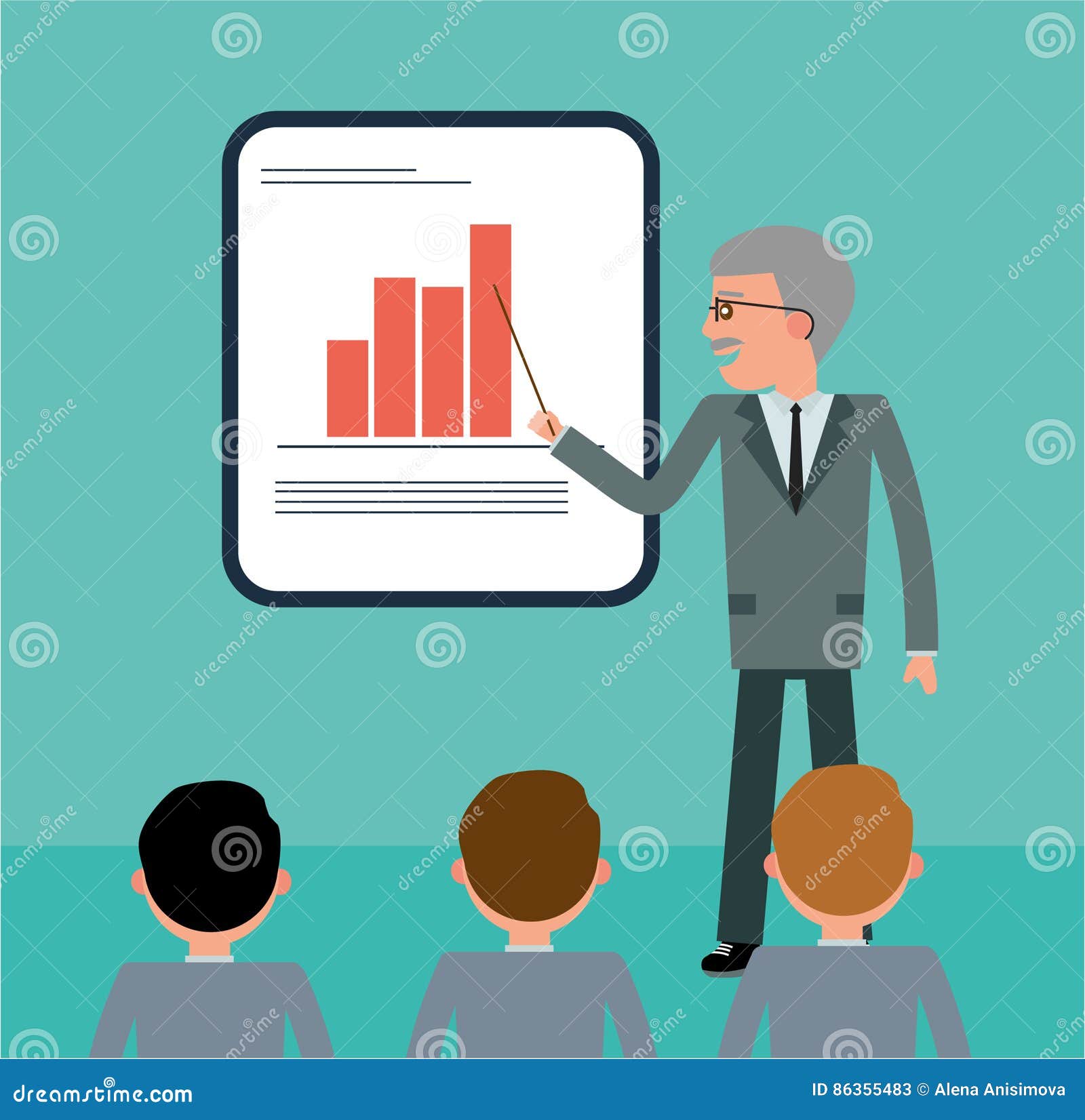 The Boss Explains To His Employees the Company`s Strategy. Stock Vector ... The Boss Explains To His Employees the Company`s Strategy. Stock Vector ...