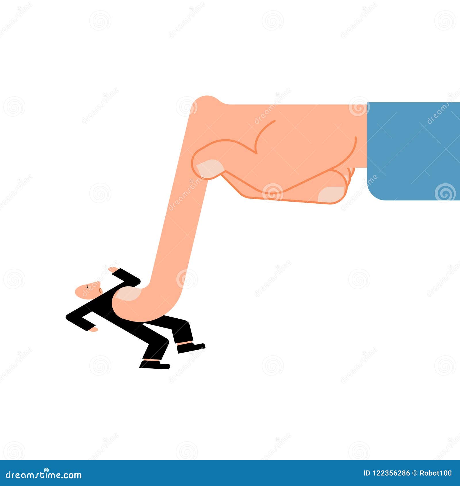 Boss Finger Presses on Worker. Hand Press Stock Vector - Illustration ...