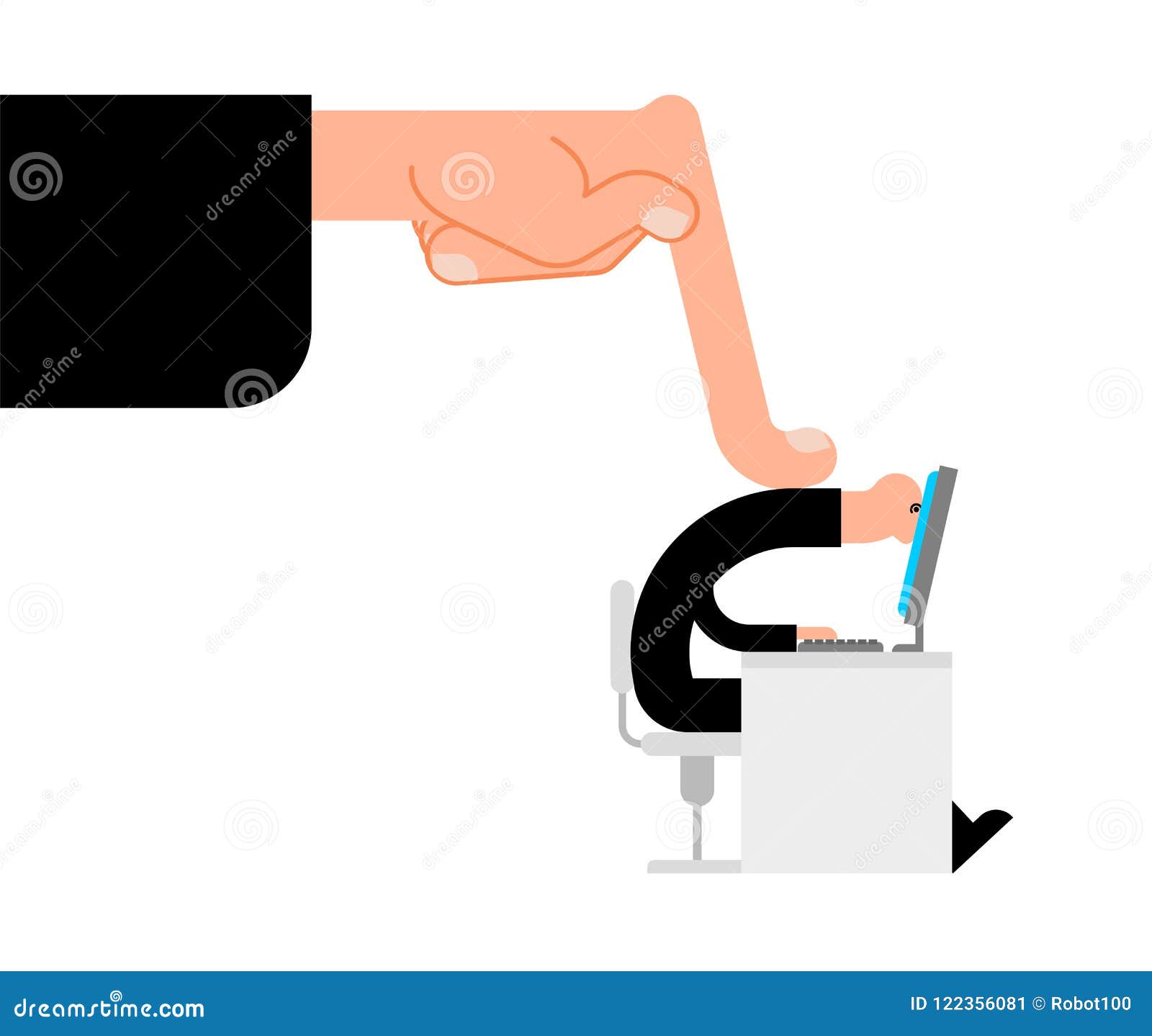 Boss Finger Presses on Worker. Manager Computer is Working Stock Vector ...