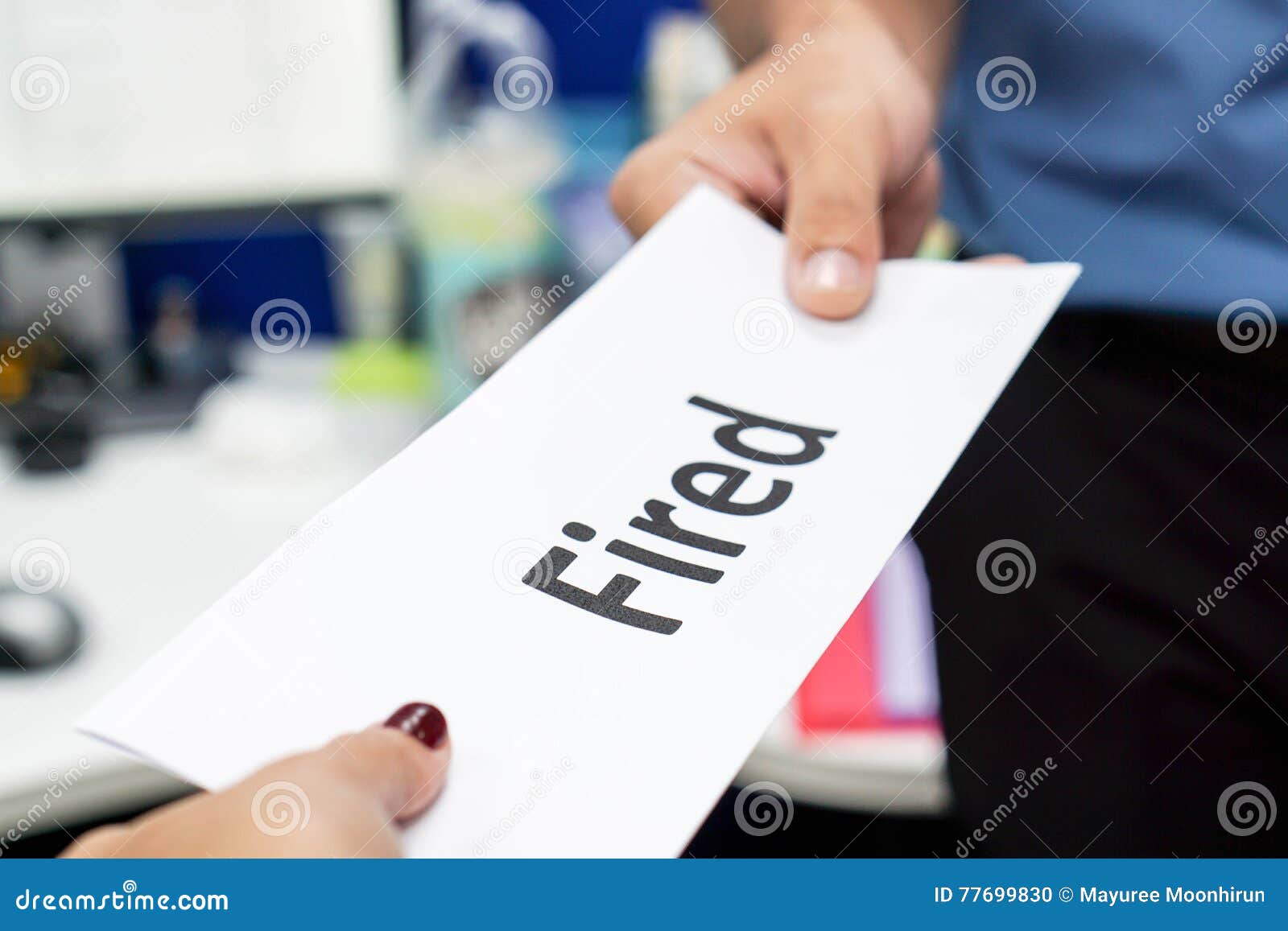 Boss fired his employee stock photo. Image of dismissed - 77699830