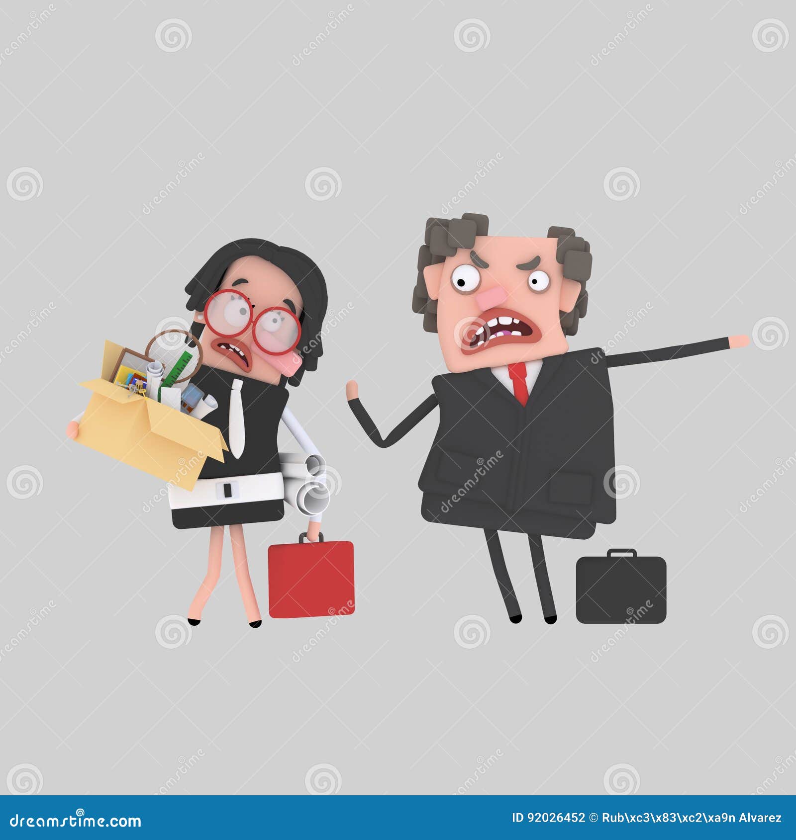 Boss Firing Worker, Sacked Person With Carton Box Cartoon Vector ...