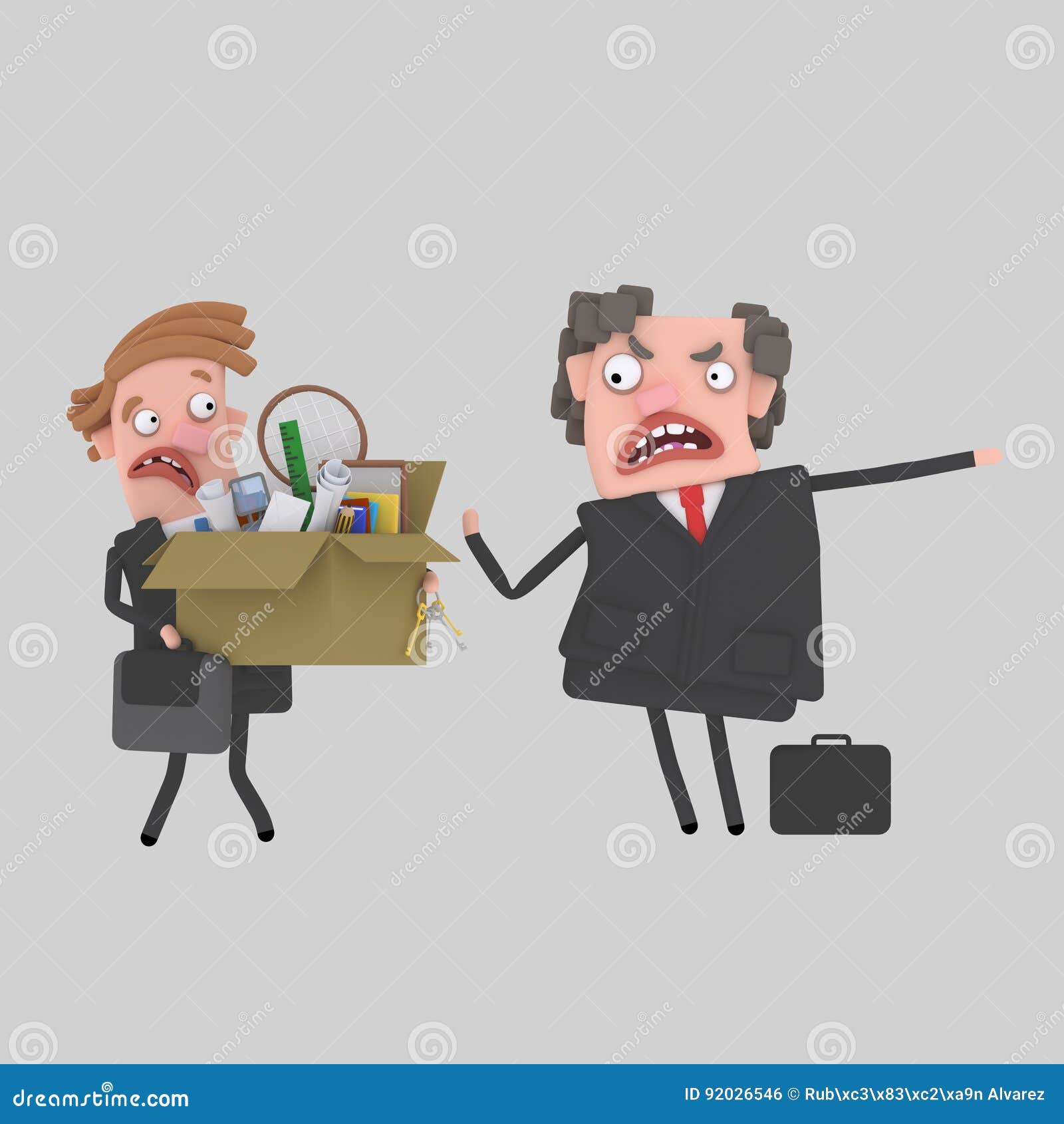 Boss Firing Worker, Sacked Person With Carton Box Cartoon Vector ...