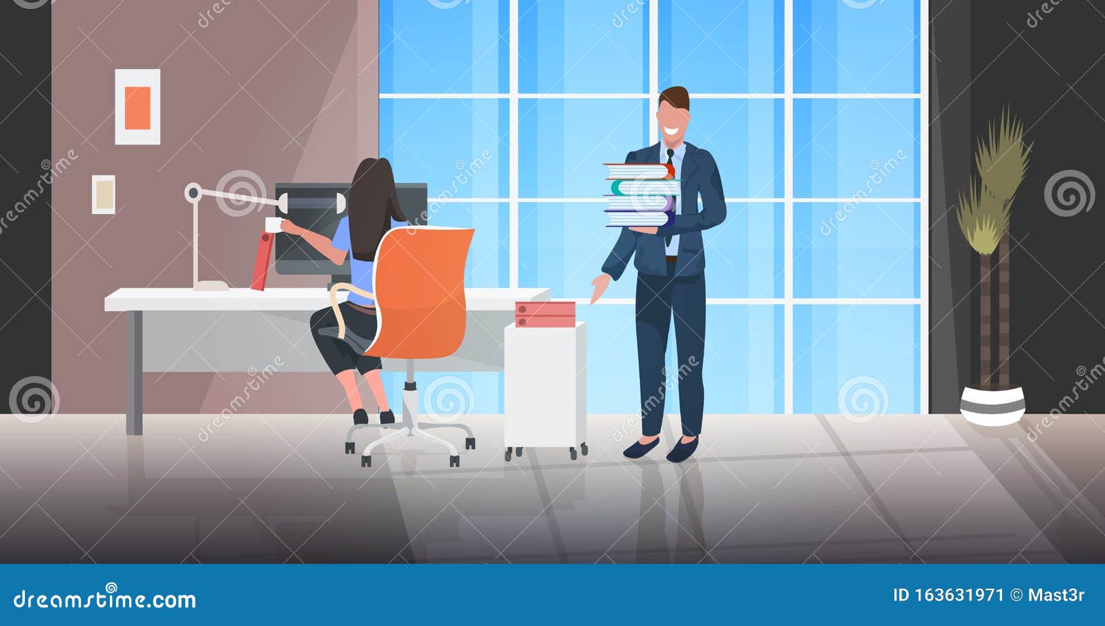 Boss Giving Documents Stack To Overworked Female Worker Deadline ...