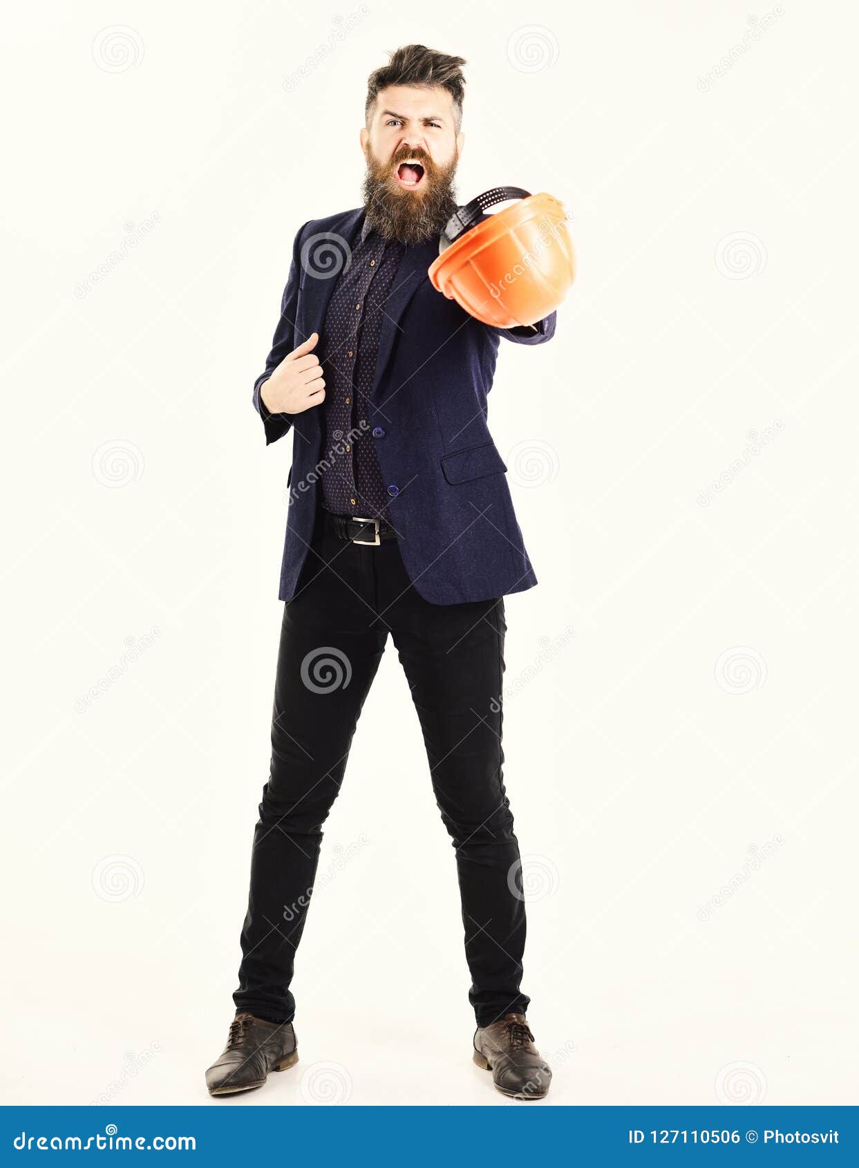 A Boss Giving Orders To Employees and Shouting on White Background ...