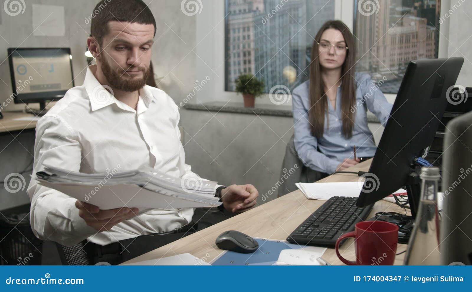 Boss Giving Task To a Young Man in an Office Stock Video - Video of ...