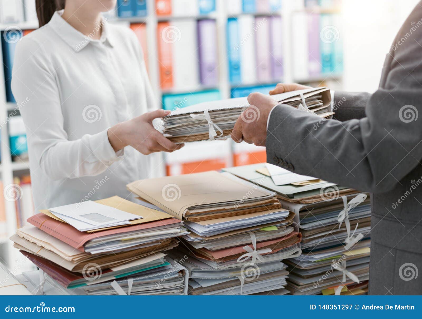 Boss Handing Over Signed Document To His Secretary Royalty-Free Stock ...