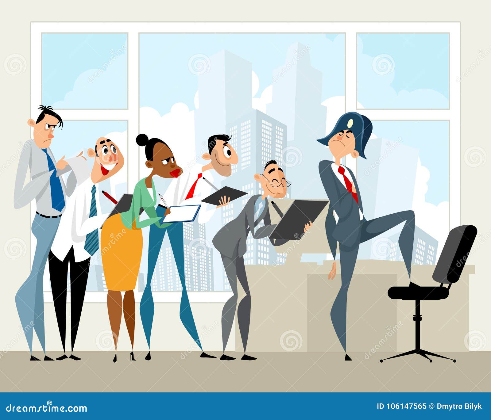 Boss and his employees stock vector. Illustration of communication ...