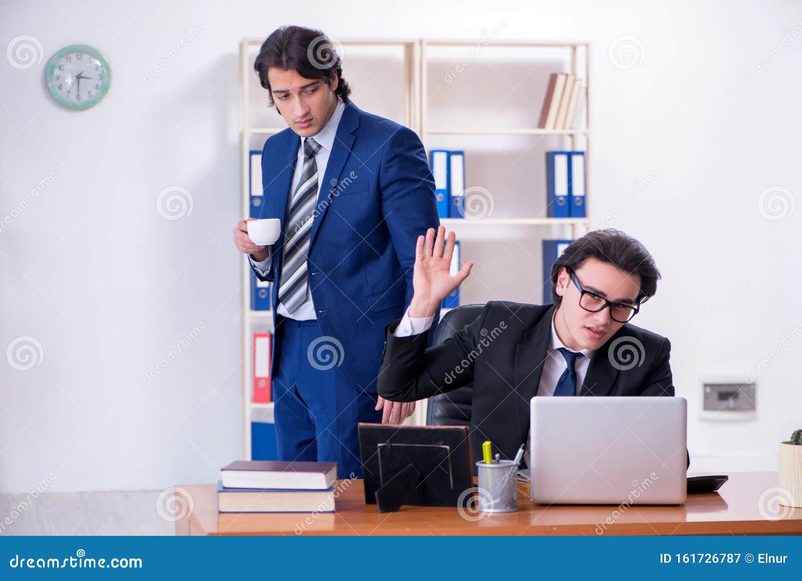 Boss and His Male Assistant Working in the Office Stock Image - Image ...