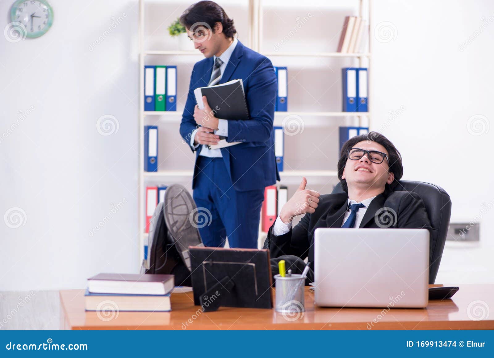 Boss and His Male Assistant Working in the Office Stock Photo - Image ...