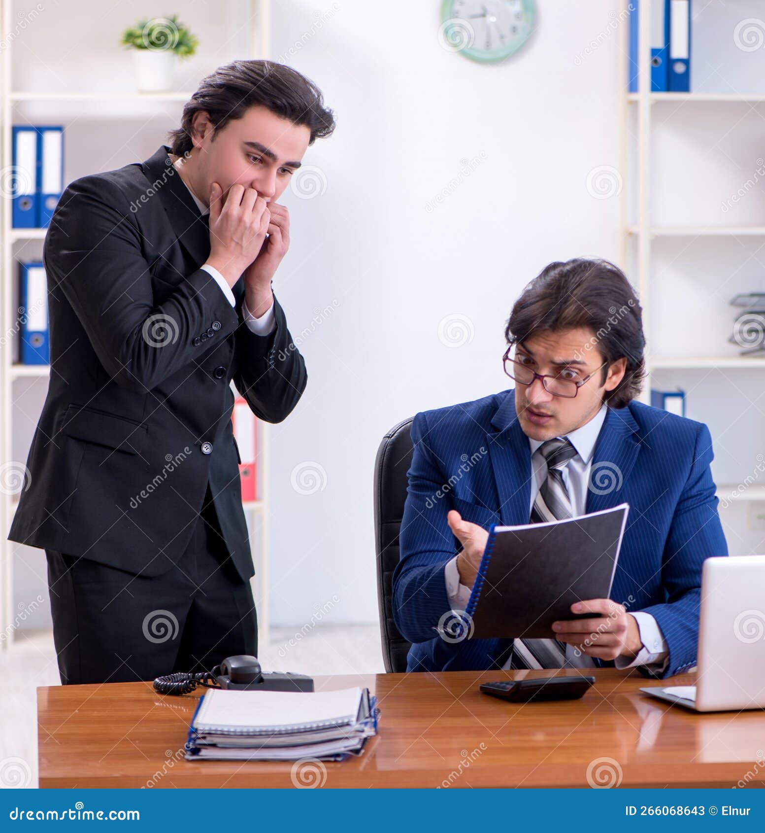 Boss and His Male Assistant Working in the Office Stock Image - Image ...