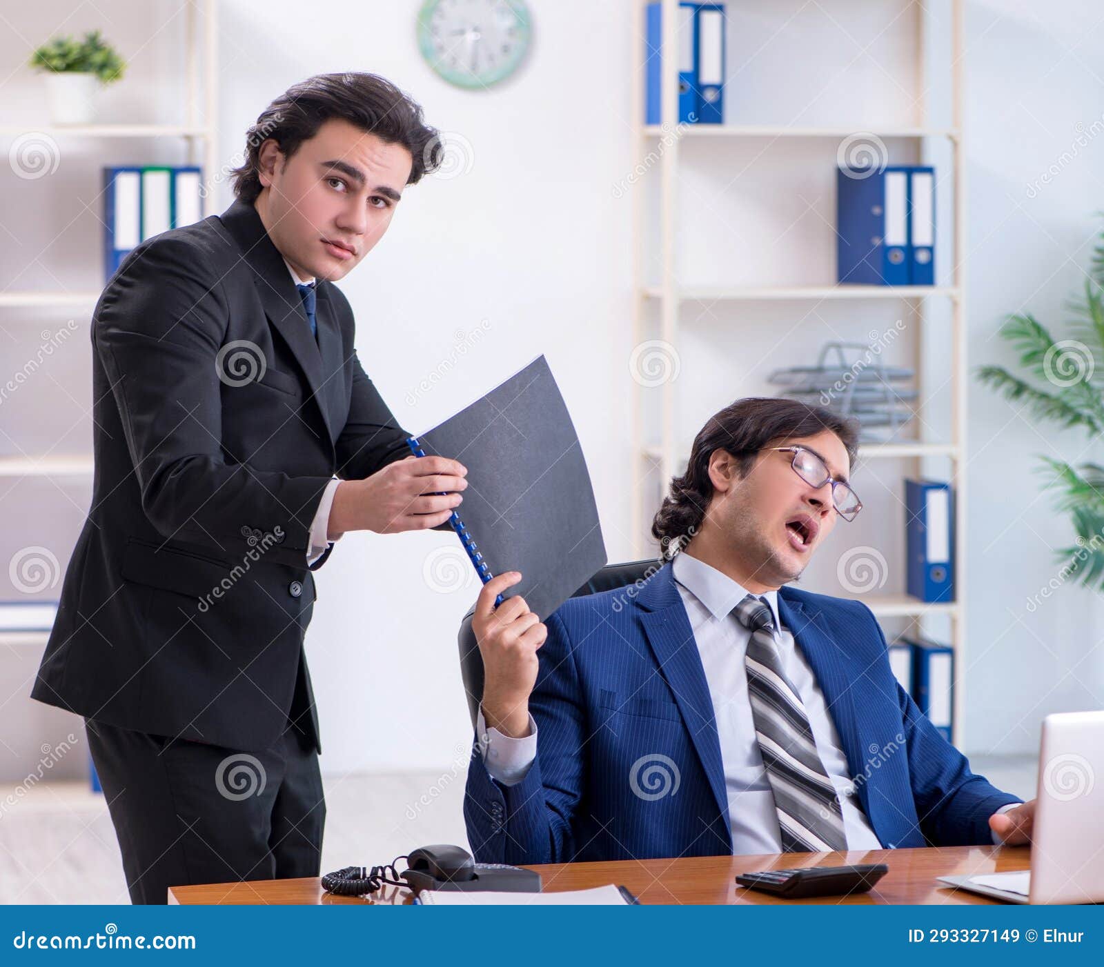 Boss and His Male Assistant Working in the Office Stock Image - Image ...