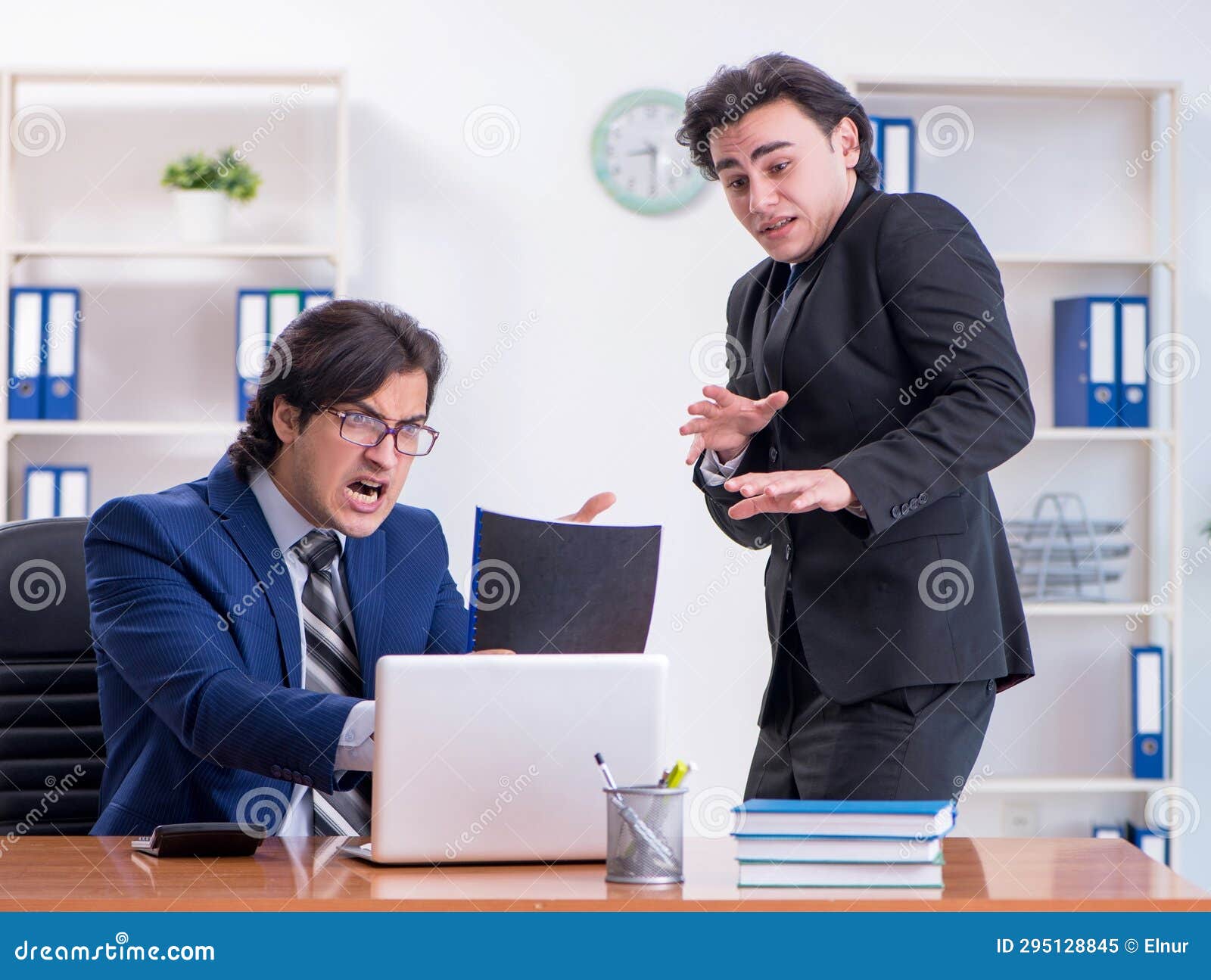 Boss and His Male Assistant Working in the Office Stock Image - Image ...