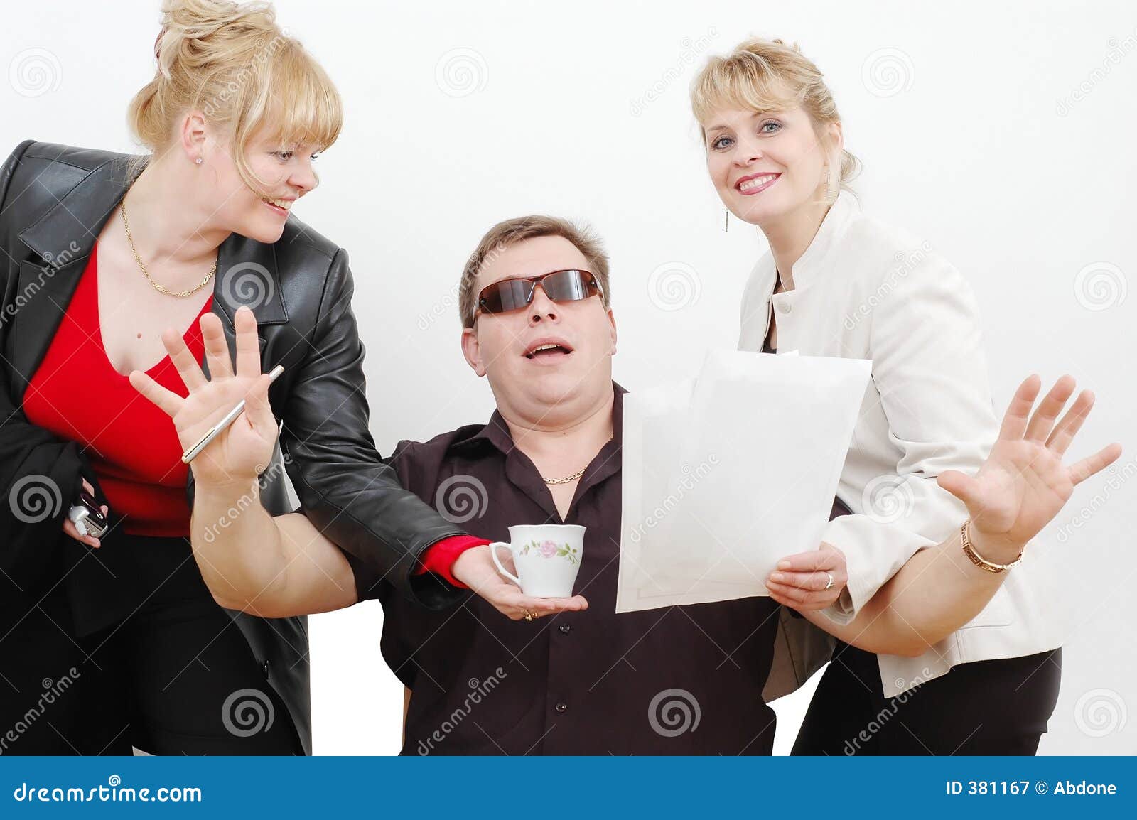 Boss and his secretaries stock image. Image of businesswoman - 381167