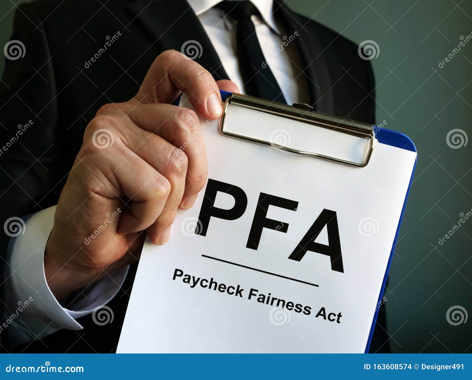 Boss is Holding Paycheck Fairness Act PFA. Stock Photo - Image of ...