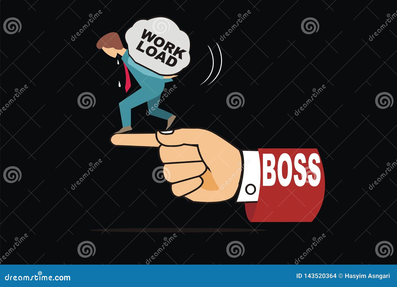 Boss Instruction and Work Load of Employee Vector Illustration Stock ...