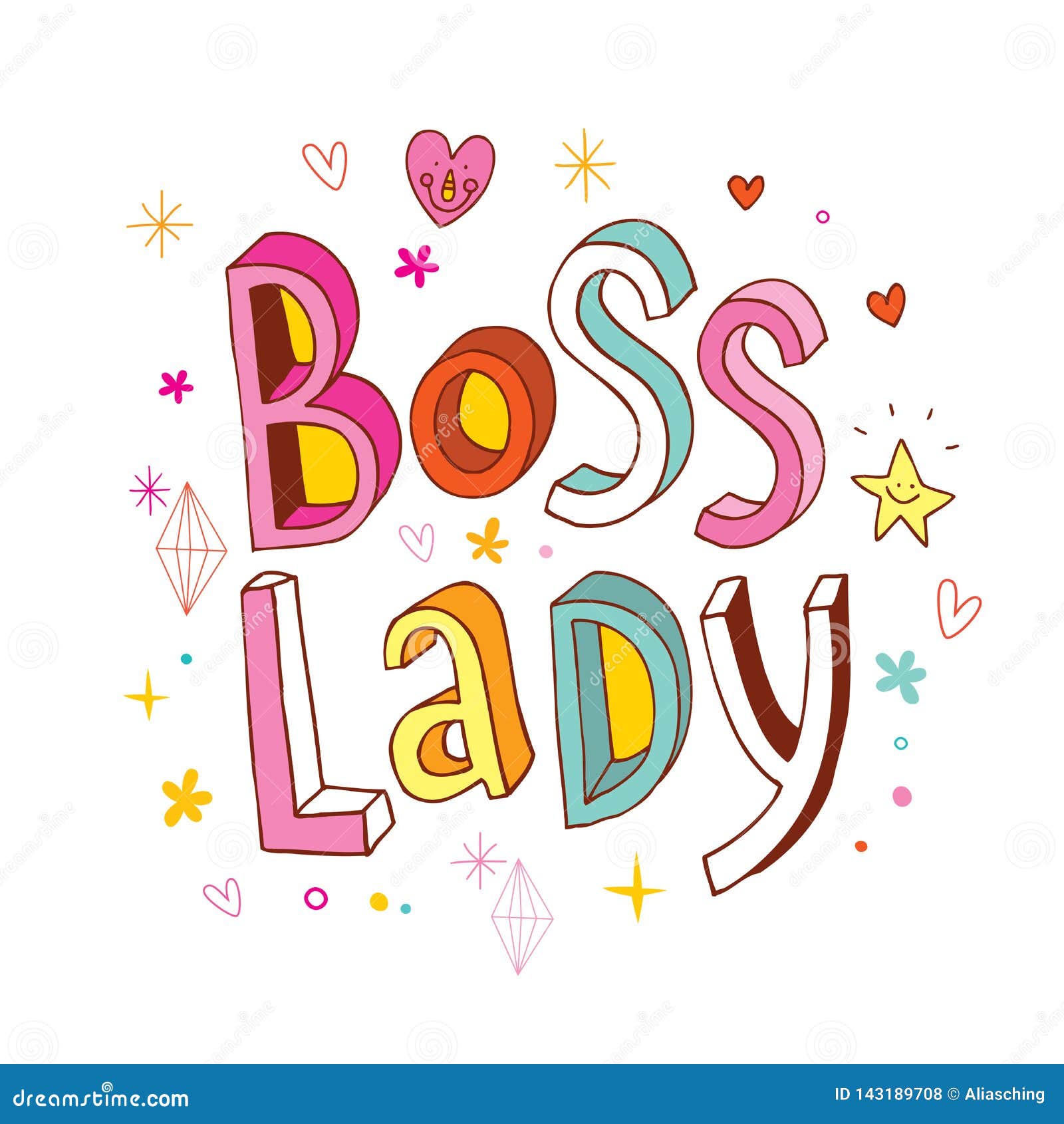 Boss Lady. Hand Written Lettering Phrase. Black Color Text. Vector ...