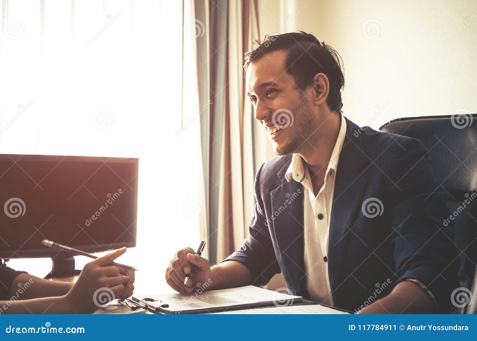 Boss Laughing while Interviewing Male Applicant Stock Image - Image of ...