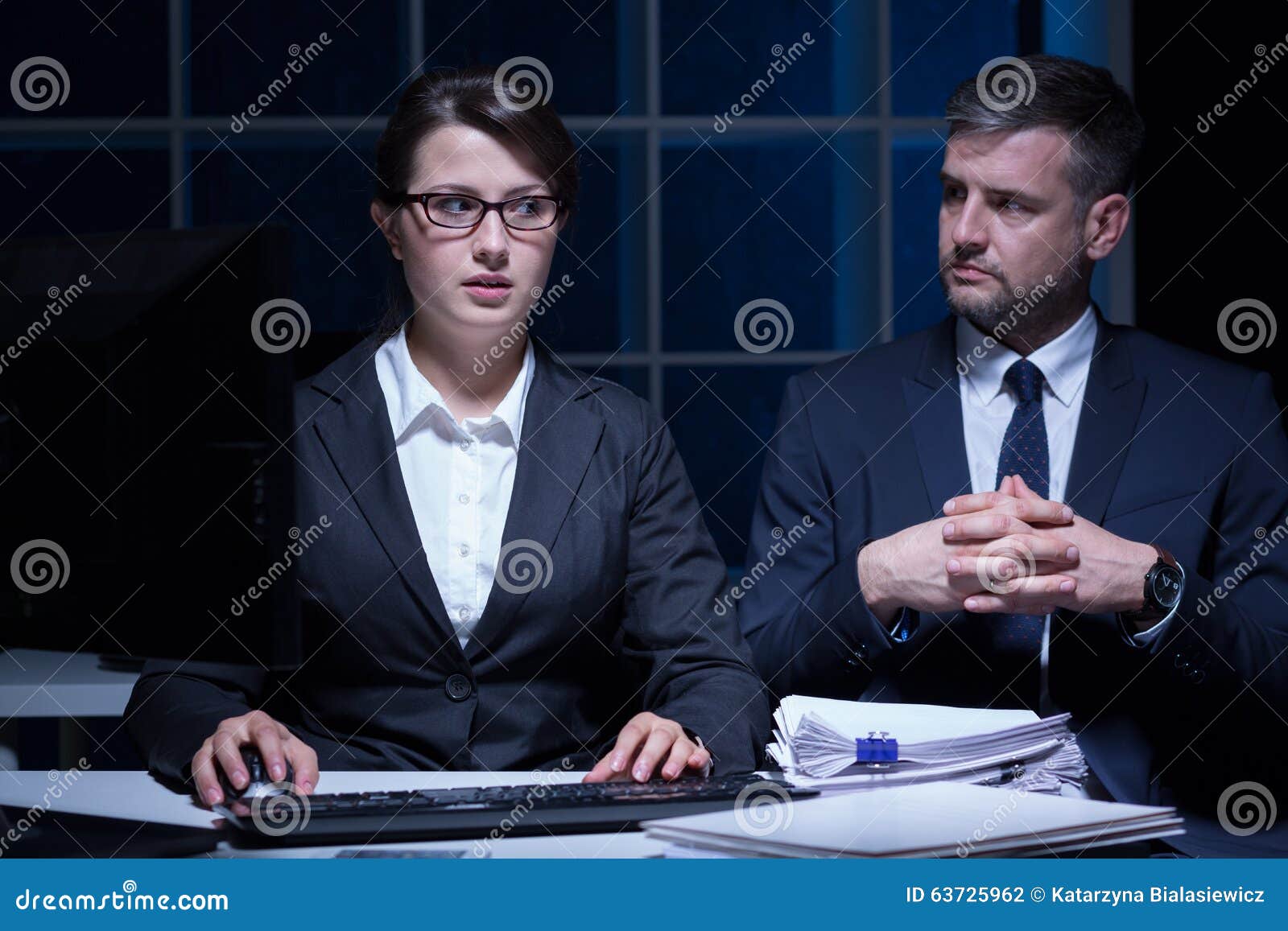Boss looking at worker stock photo. Image of busy, women - 63725962