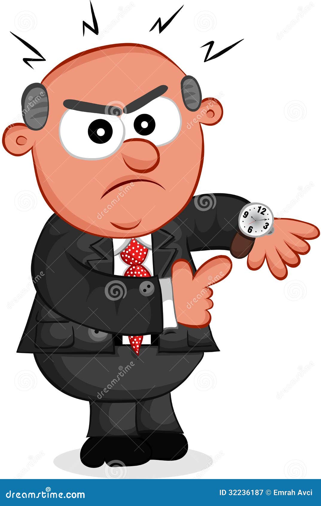 Boss Man Showing the Time stock vector. Illustration of annoyed - 32236187