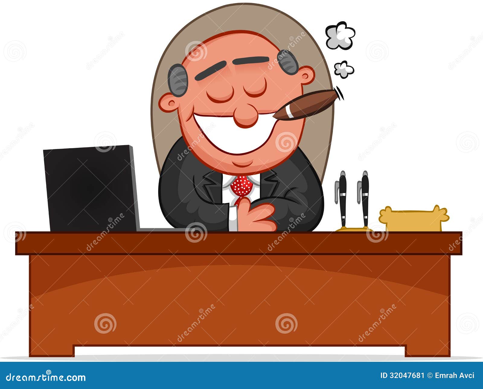 Boss Man Smoking and Satisfied Stock Vector - Illustration of happiness ...
