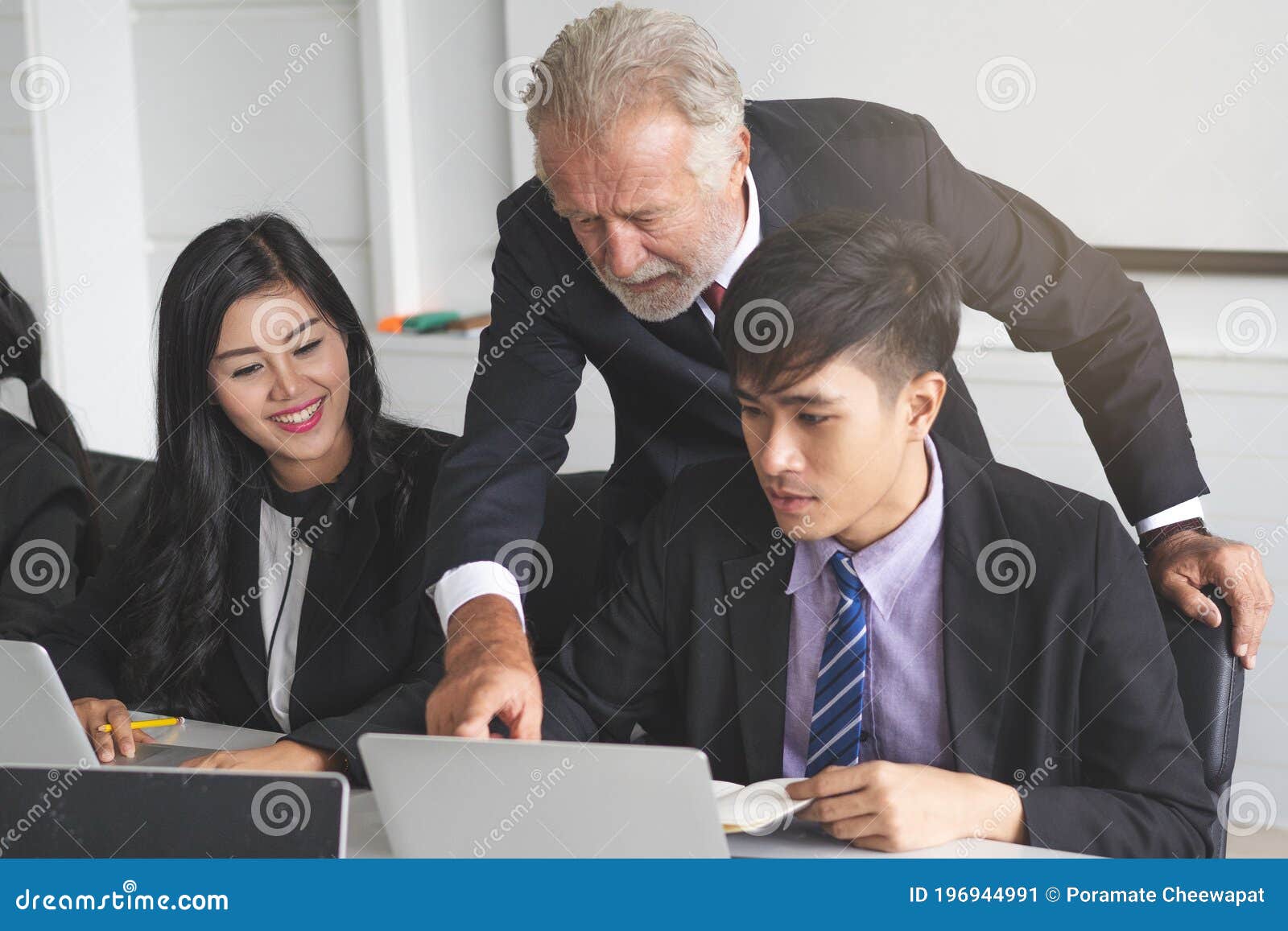 Boss Mentoring To Intern Employee in the Office Stock Image - Image of ...