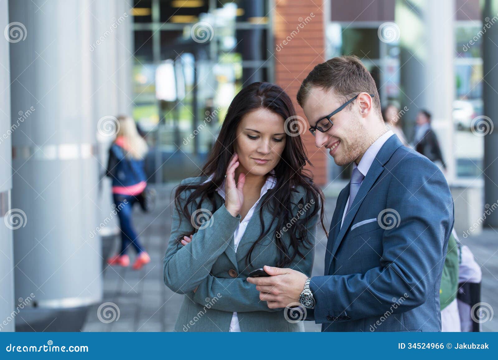 Boss with Mobile Phone and His Secretary. Stock Photo - Image of adult ...