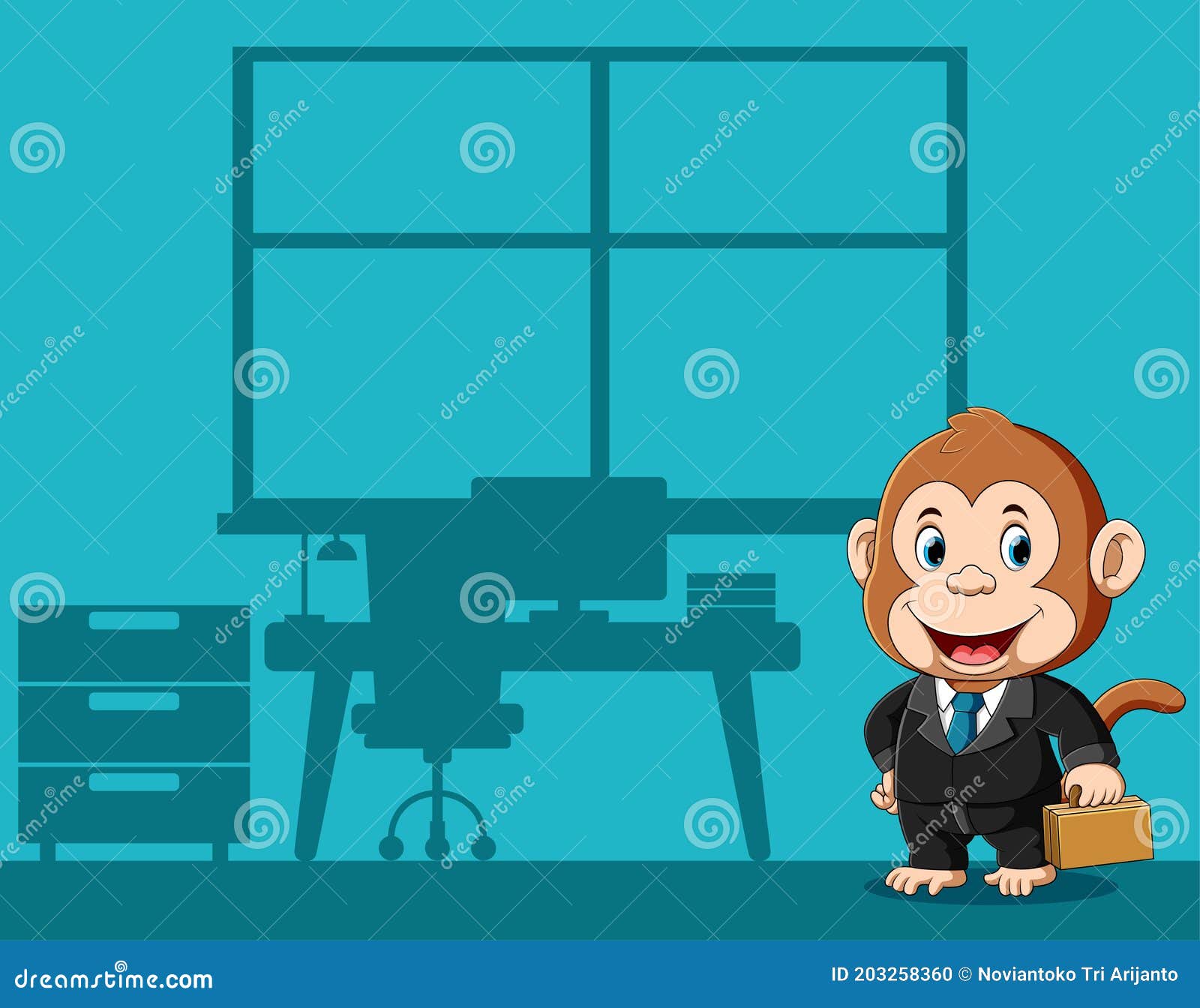 The Boss Monkey with the Black Suit and Holding the Suite Case in the ...