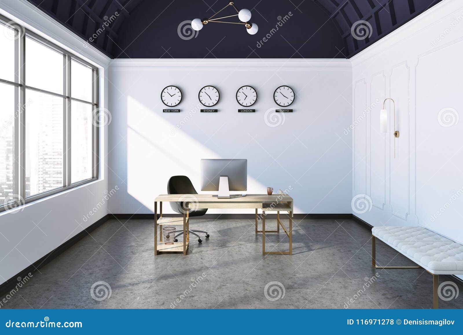 Boss Office Interior, Clocks on Wall Stock Illustration - Illustration ...