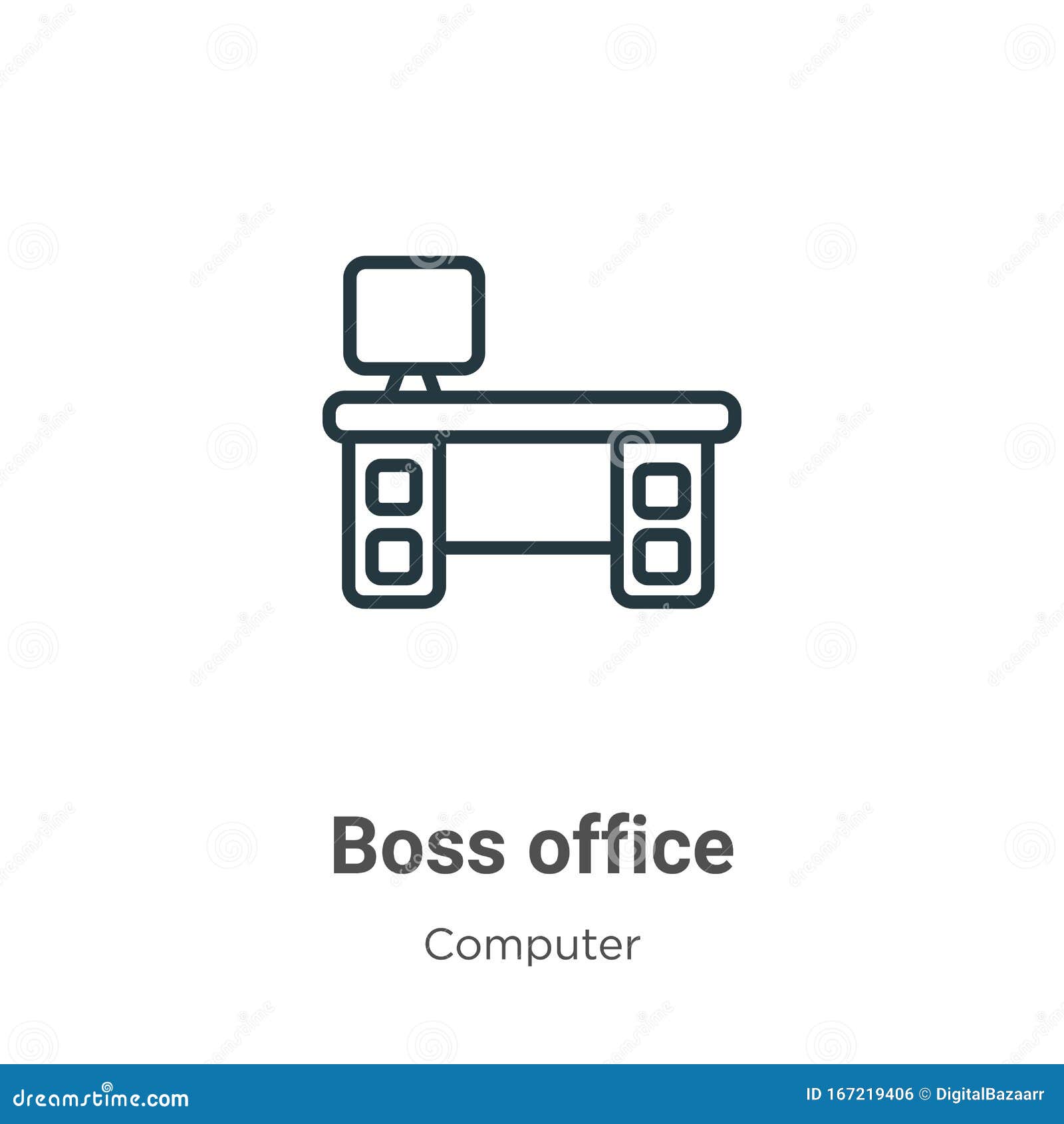 Boss Office Outline Vector Icon. Thin Line Black Boss Office Icon, Flat ...