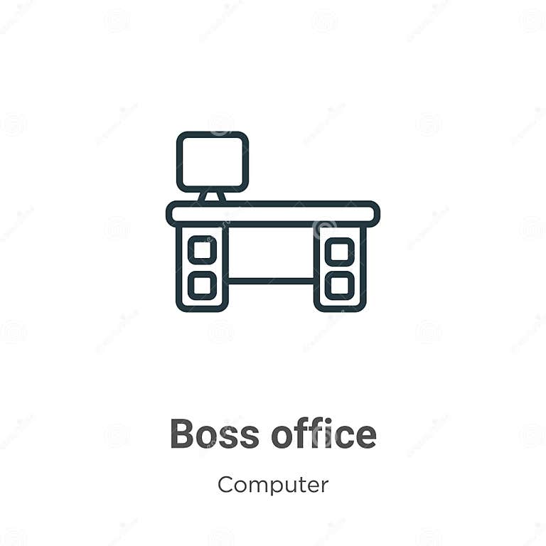 Boss Office Outline Vector Icon. Thin Line Black Boss Office Icon, Flat ...