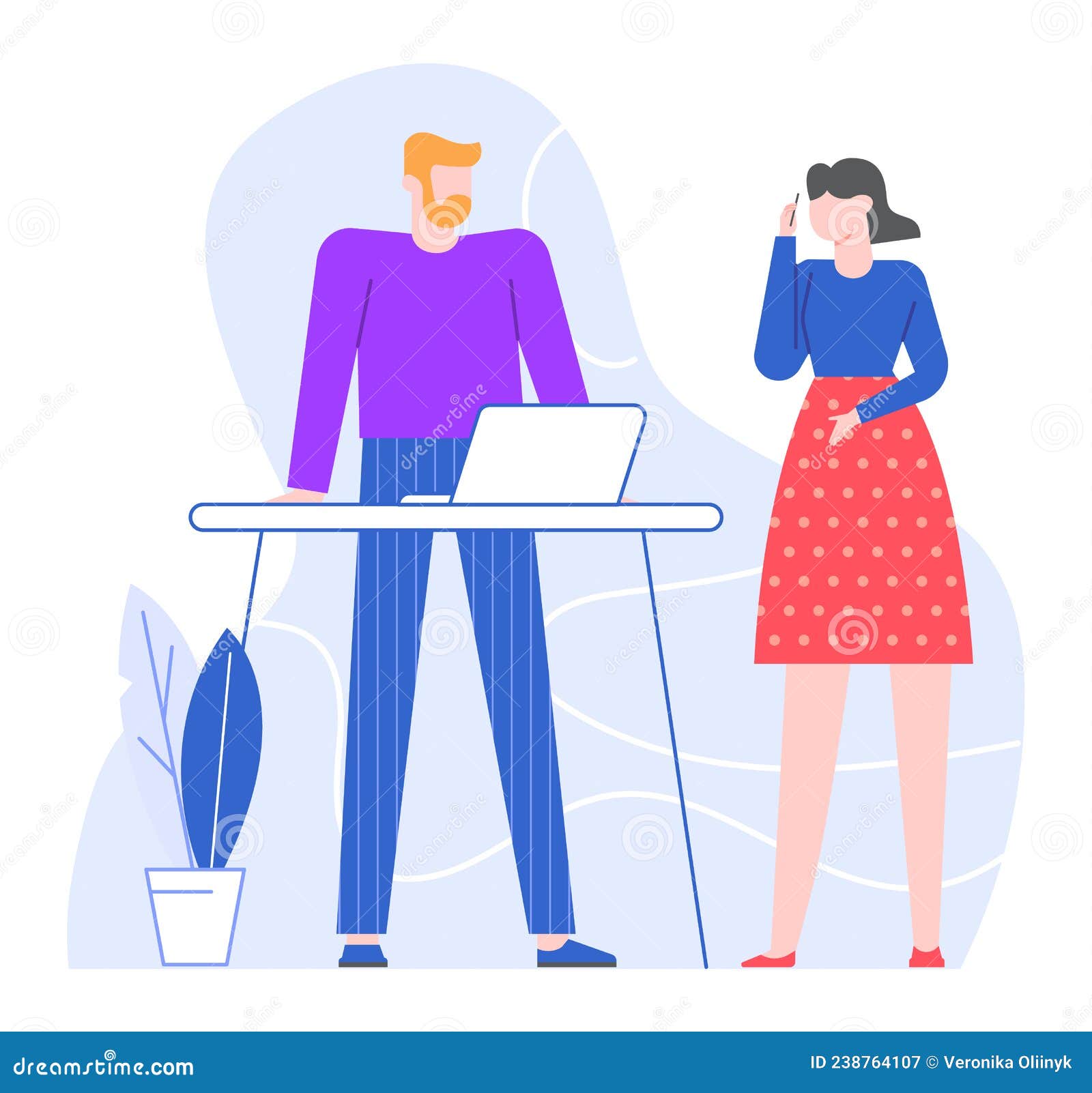 Boss and Office Worker Discussing Problem on Work Stock Vector ...
