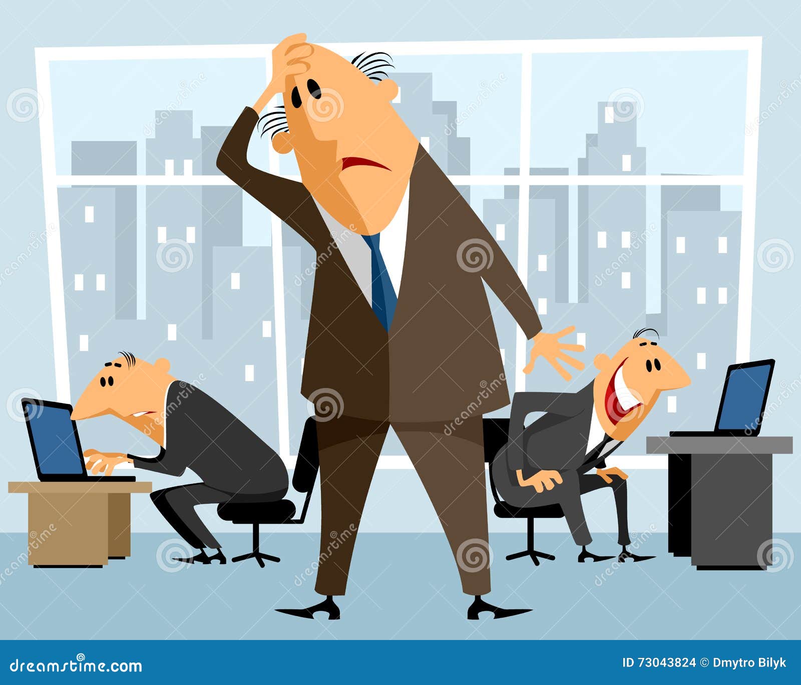 Boss in perplexity stock vector. Illustration of anxiety - 73043824