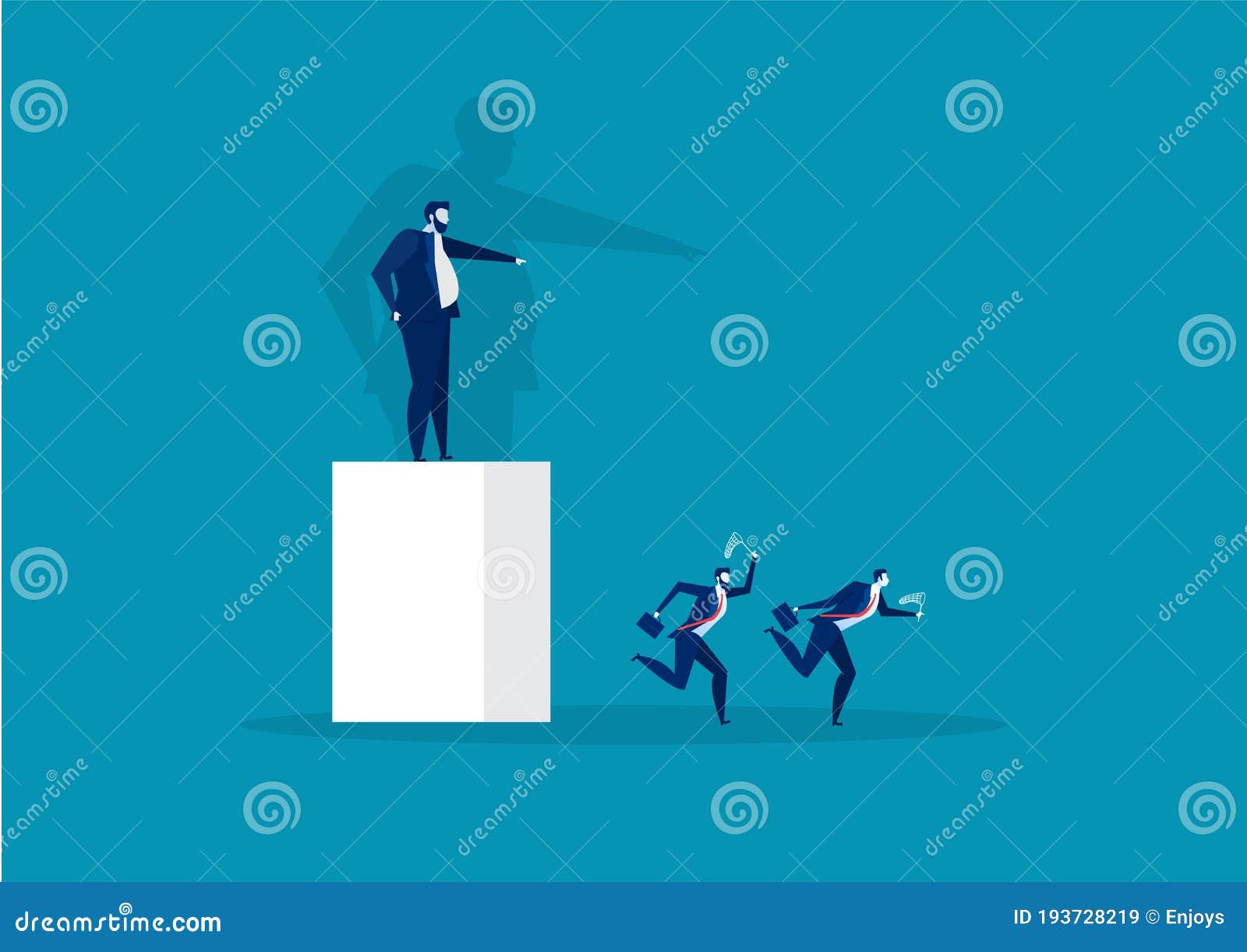Boss Pointing the Direction To Employee Run To Success Concept Vector ...
