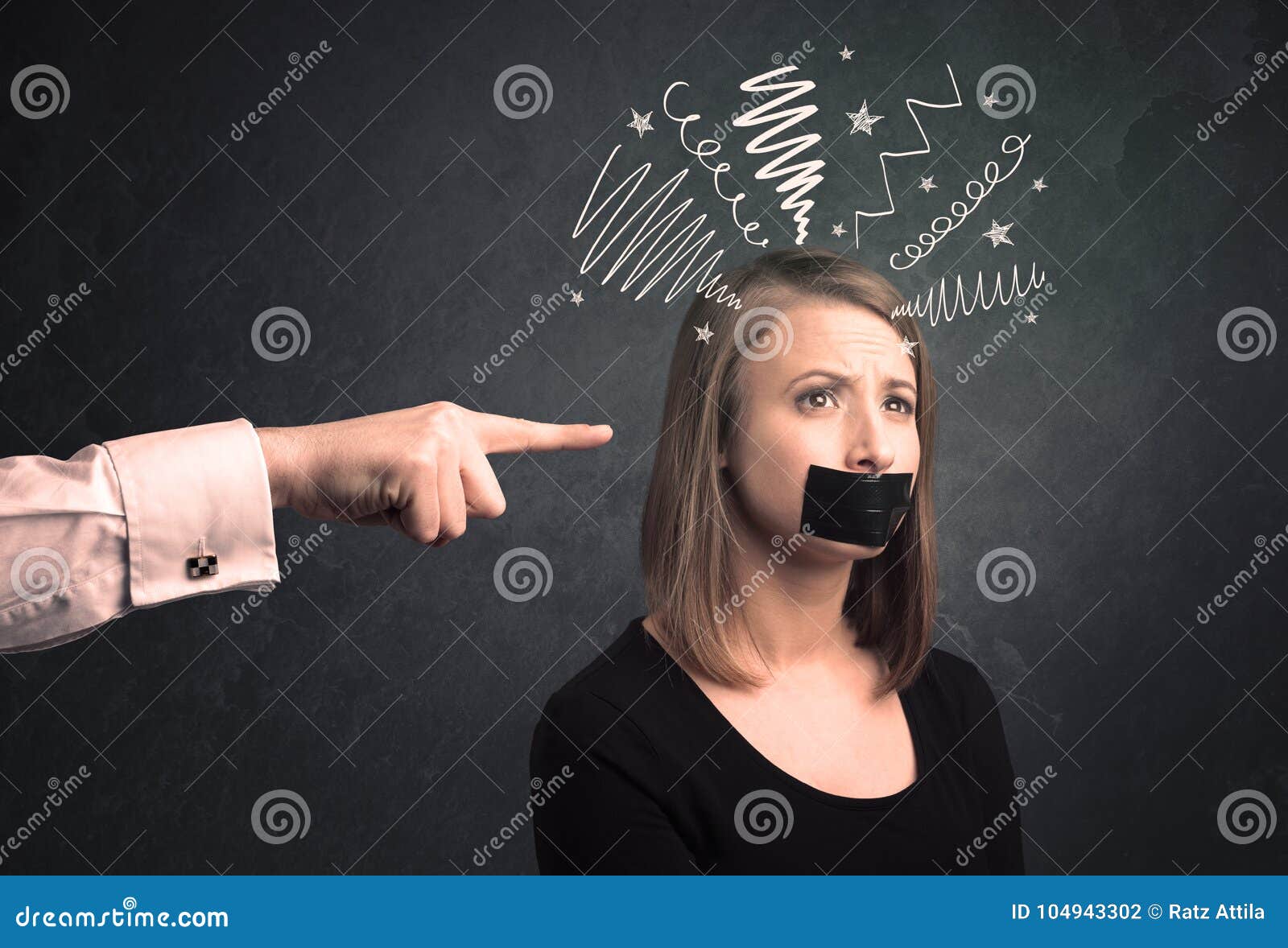 Boss pointing at employee stock photo. Image of head - 104943302