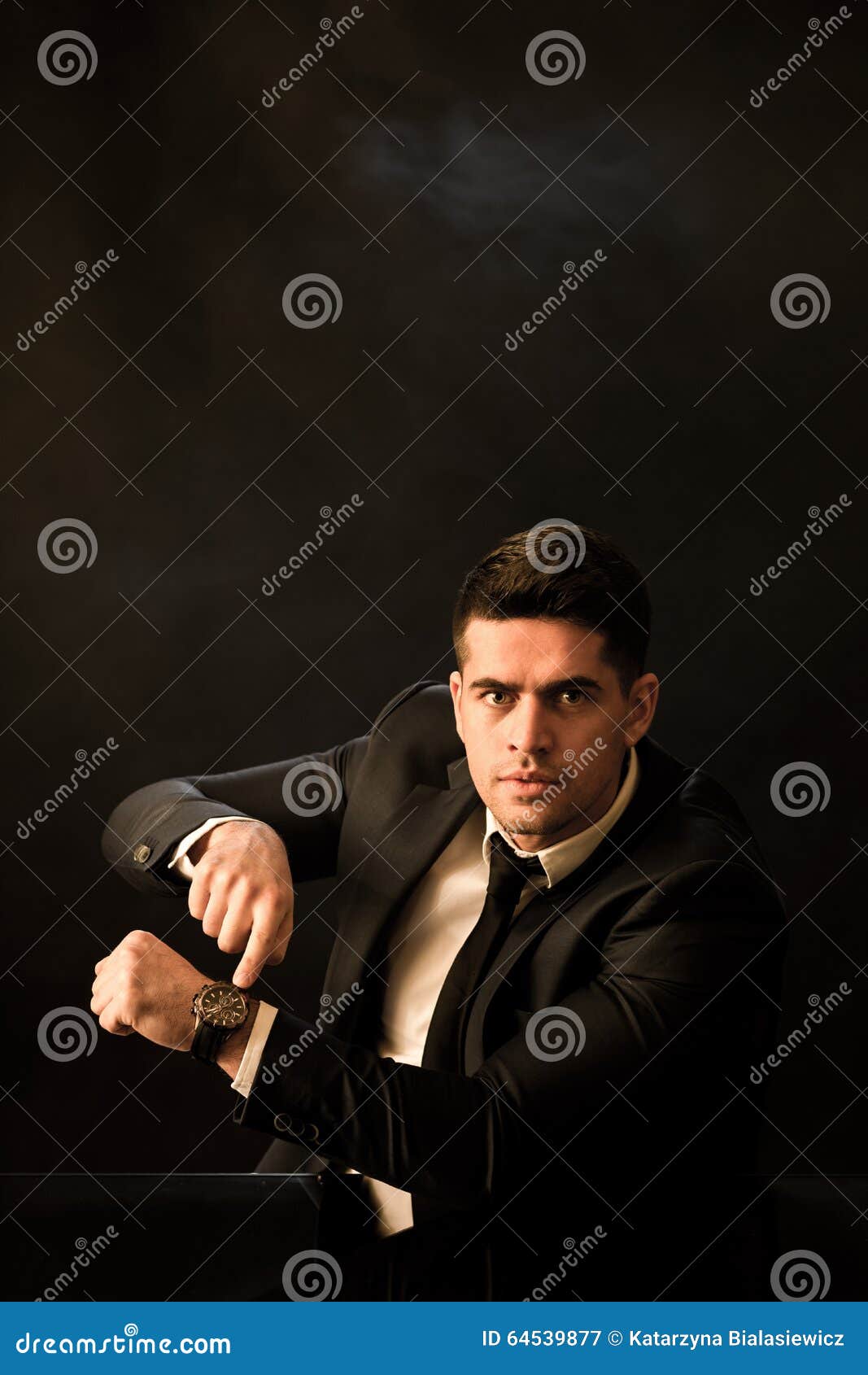 Boss Pointing on His Wristwatch Stock Image - Image of point, boss ...