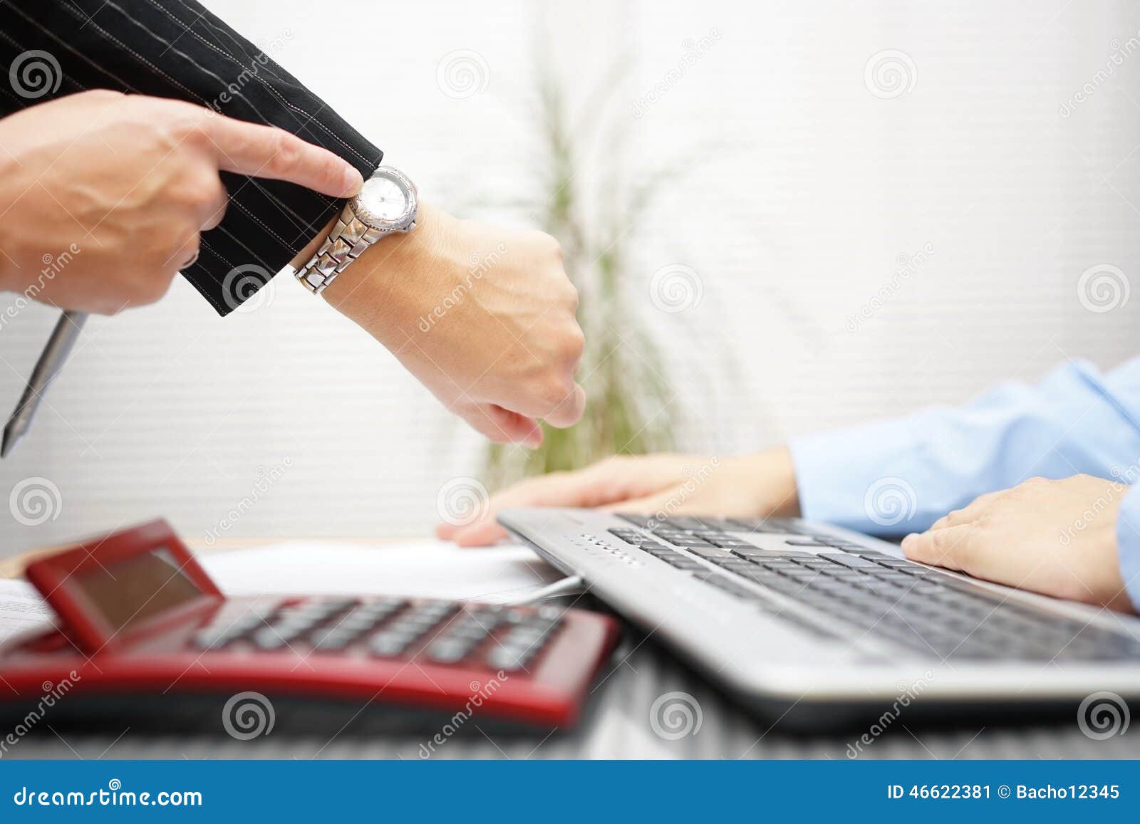 Boss is Pointing To the Watch, he is Late with Work, Pressure on Stock ...
