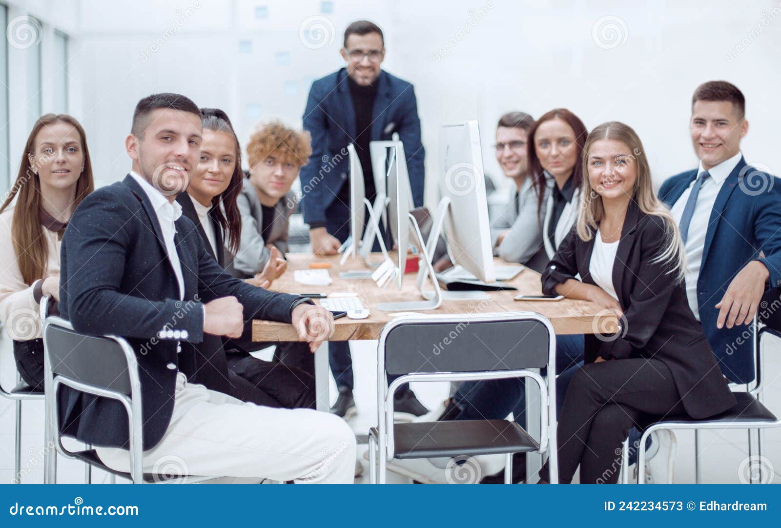 Boss and Professional Business Team Sitting at Table Stock Image ...