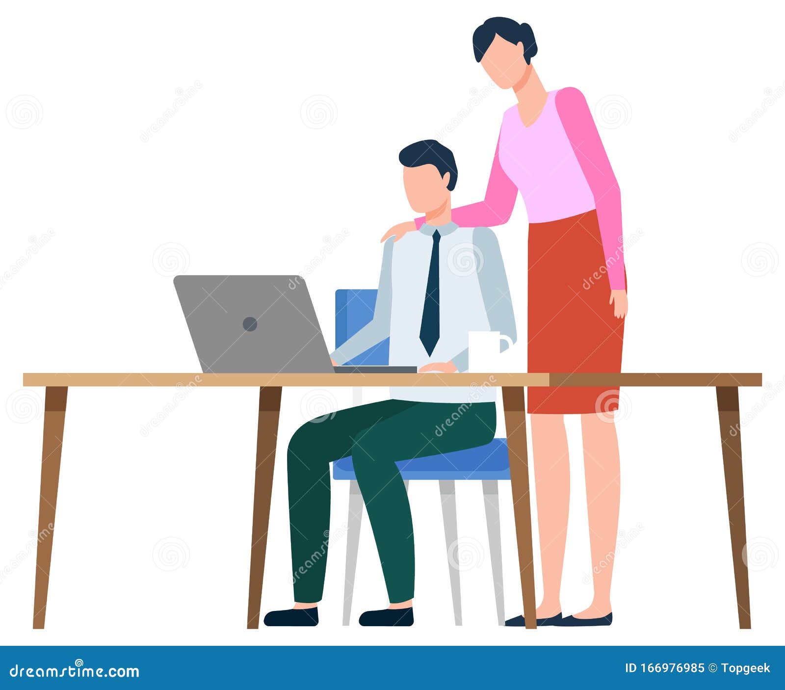 Boss and Programmer Working on Laptop Business Stock Vector ...