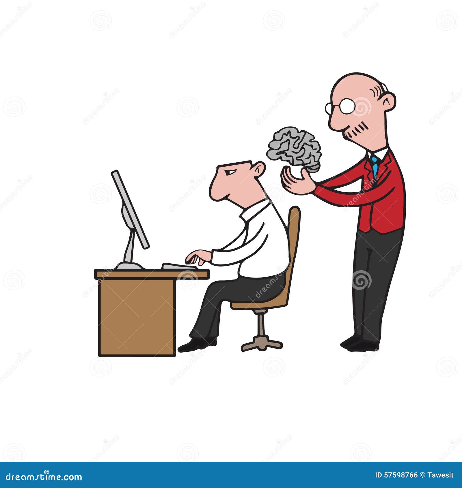 Boss Putting Brain Into Businessman Vector Illustration | CartoonDealer ...