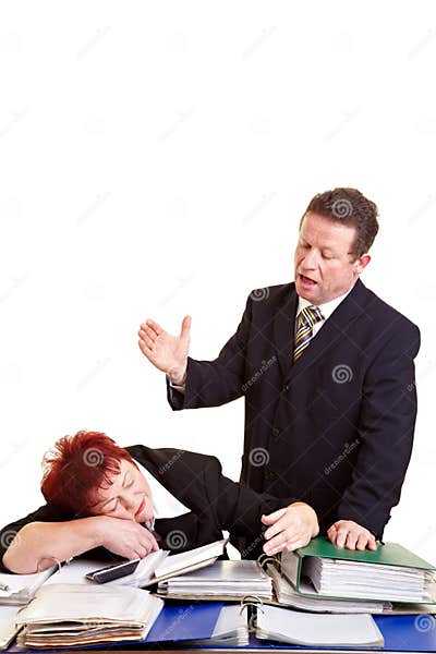 Boss Ranting Over Sleeping Employee Stock Photo - Image of desk ...