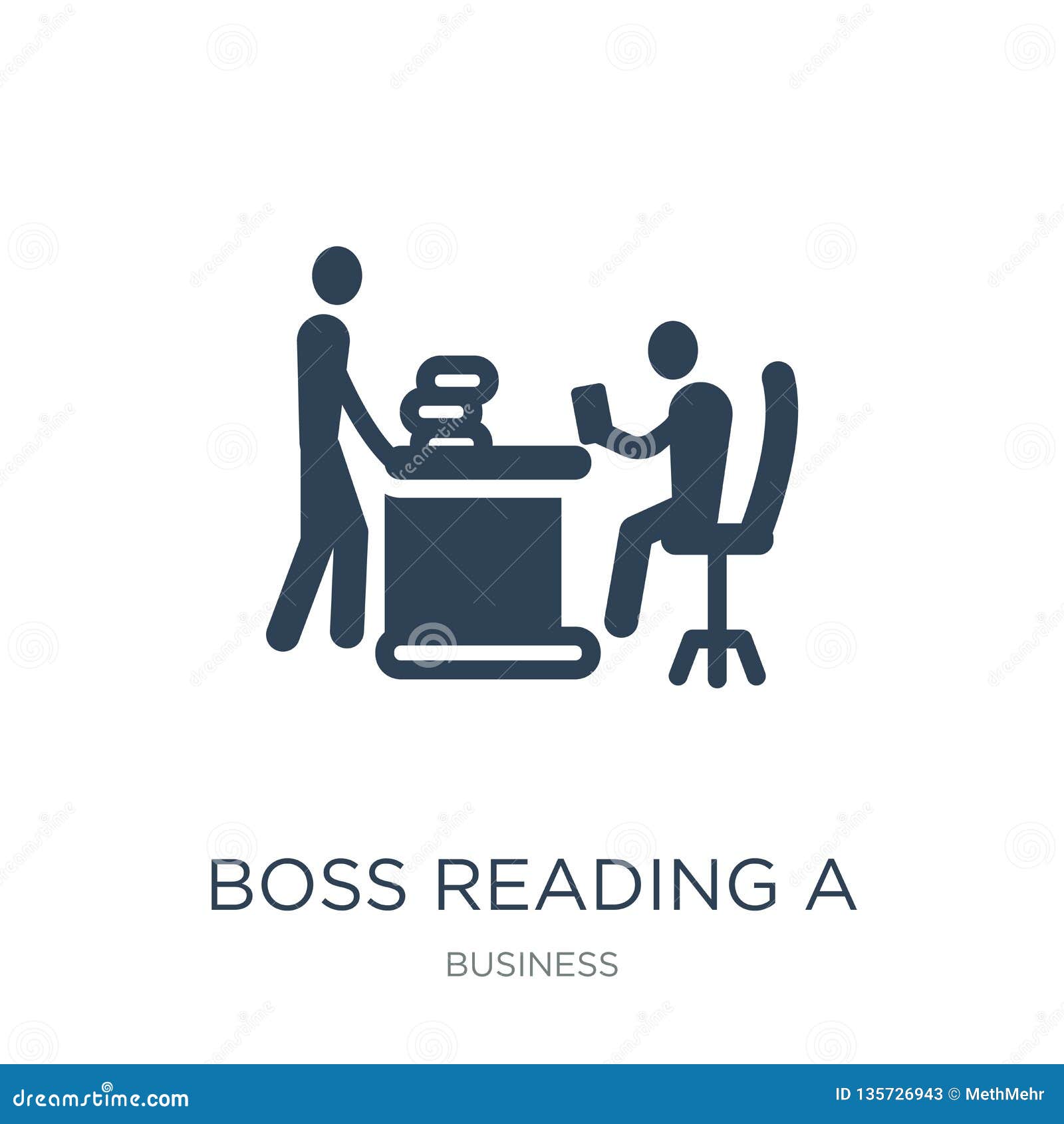 Boss Reading a Document Icon in Trendy Design Style. Boss Reading a ...