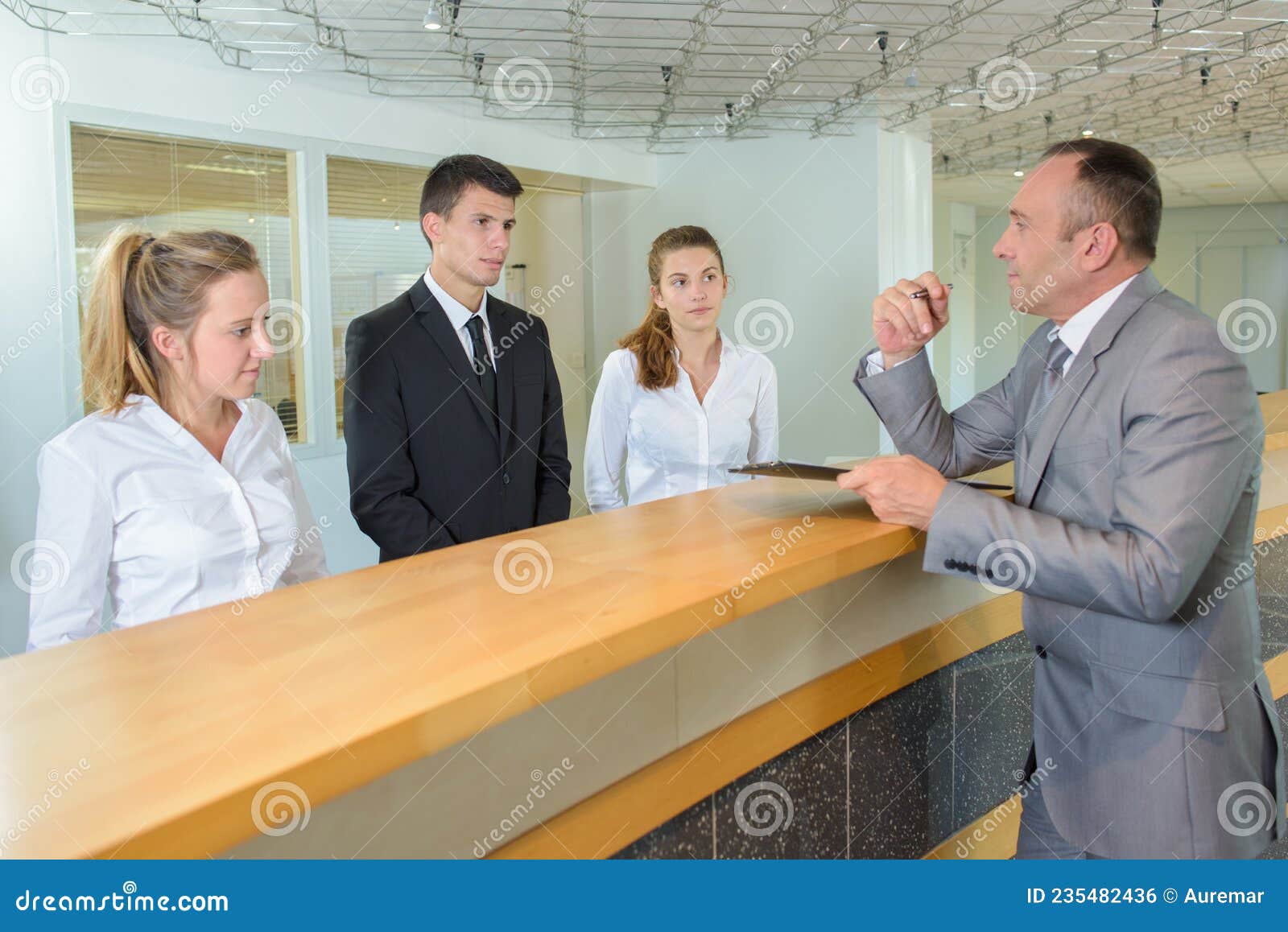 Boss and Receptionist Class Stock Photo - Image of registration, credit ...