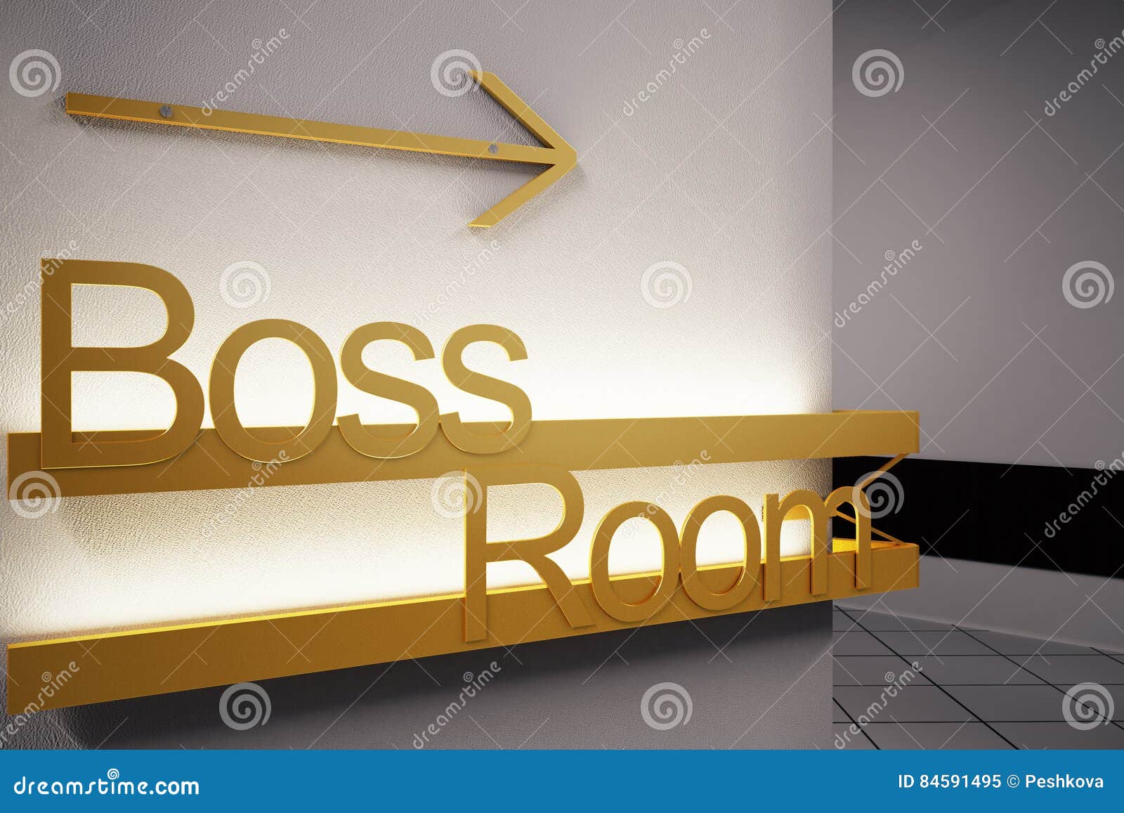 Boss Room In The Office, Single Desk With Desktop And Ergonomic Chair ...