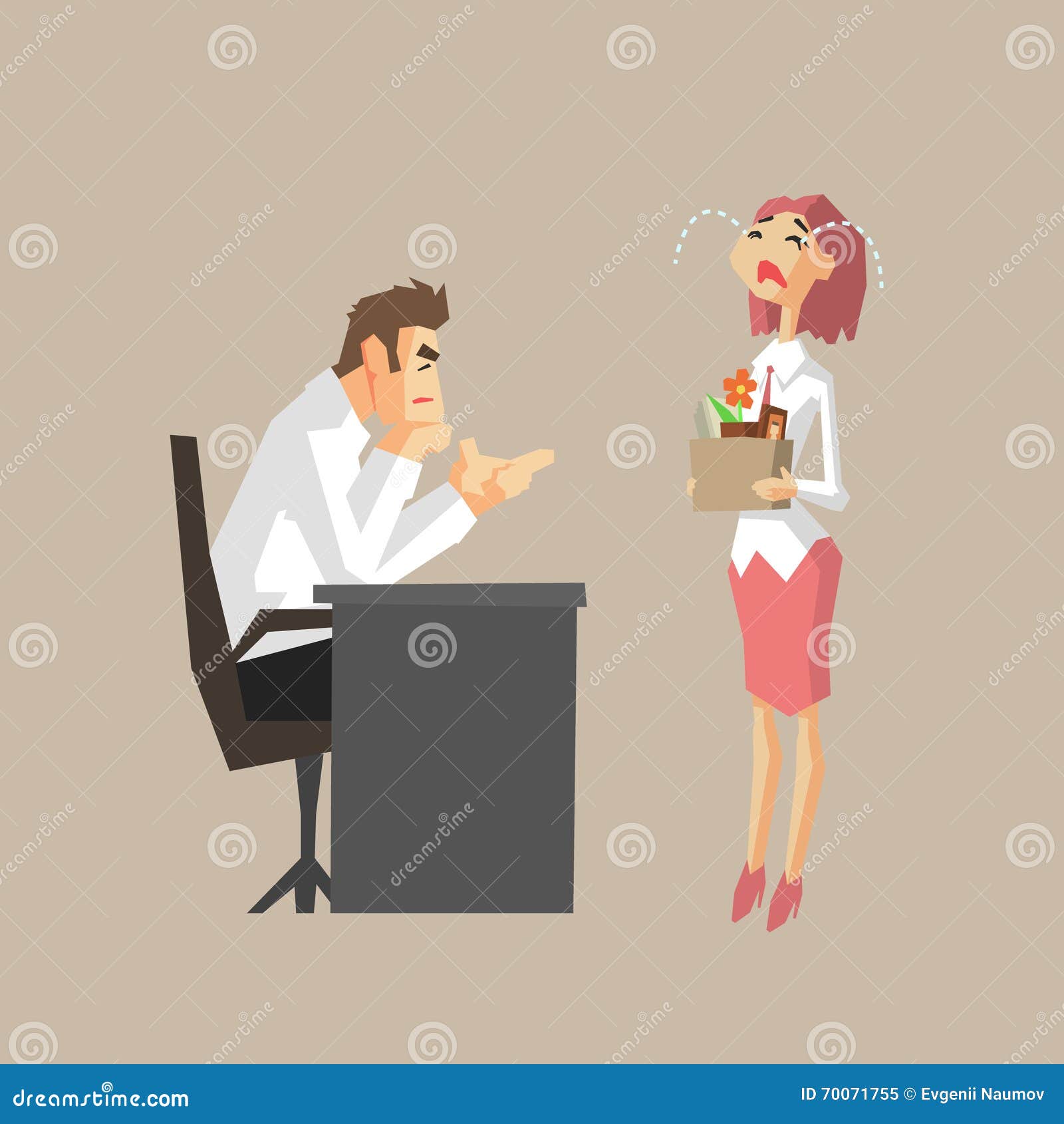 Boss Sacking an Employee stock vector. Illustration of head - 70071755